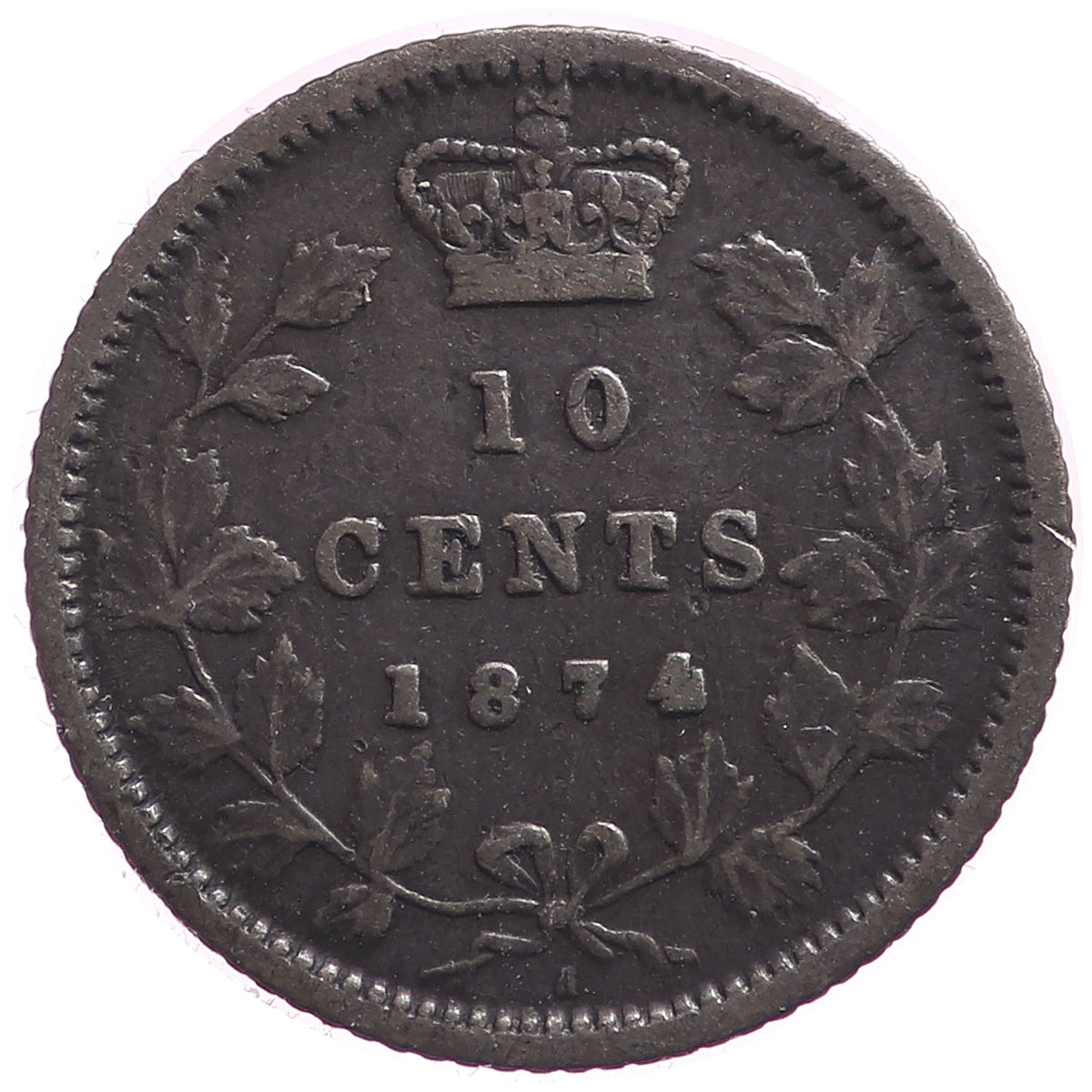 1874H Canada 10-cents Fine (F12) – Colonial Acres Coins