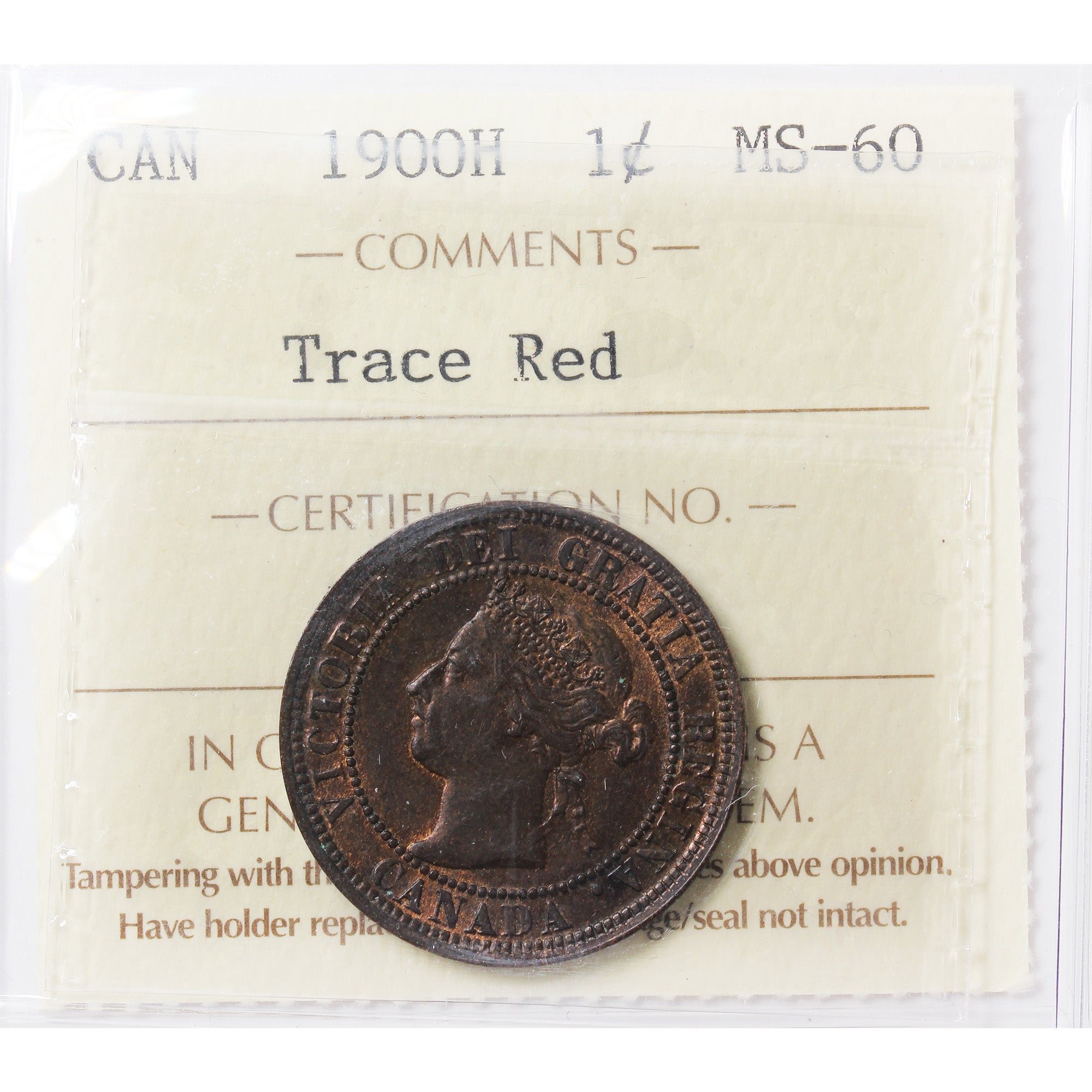 1900H Canada 1-cent ICCS Certified MS60 Trade Red – Colonial Acres Coins