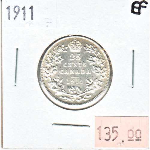 1911 Canada 25-cents Extra Fine (EF-40) $ – Colonial Acres Coins