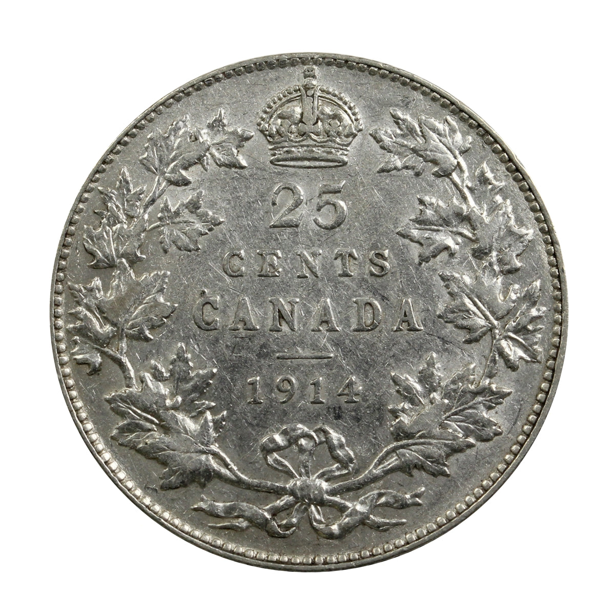 1914 Canada 25-cents VF-EF (VF30) $ – Colonial Acres Coins
