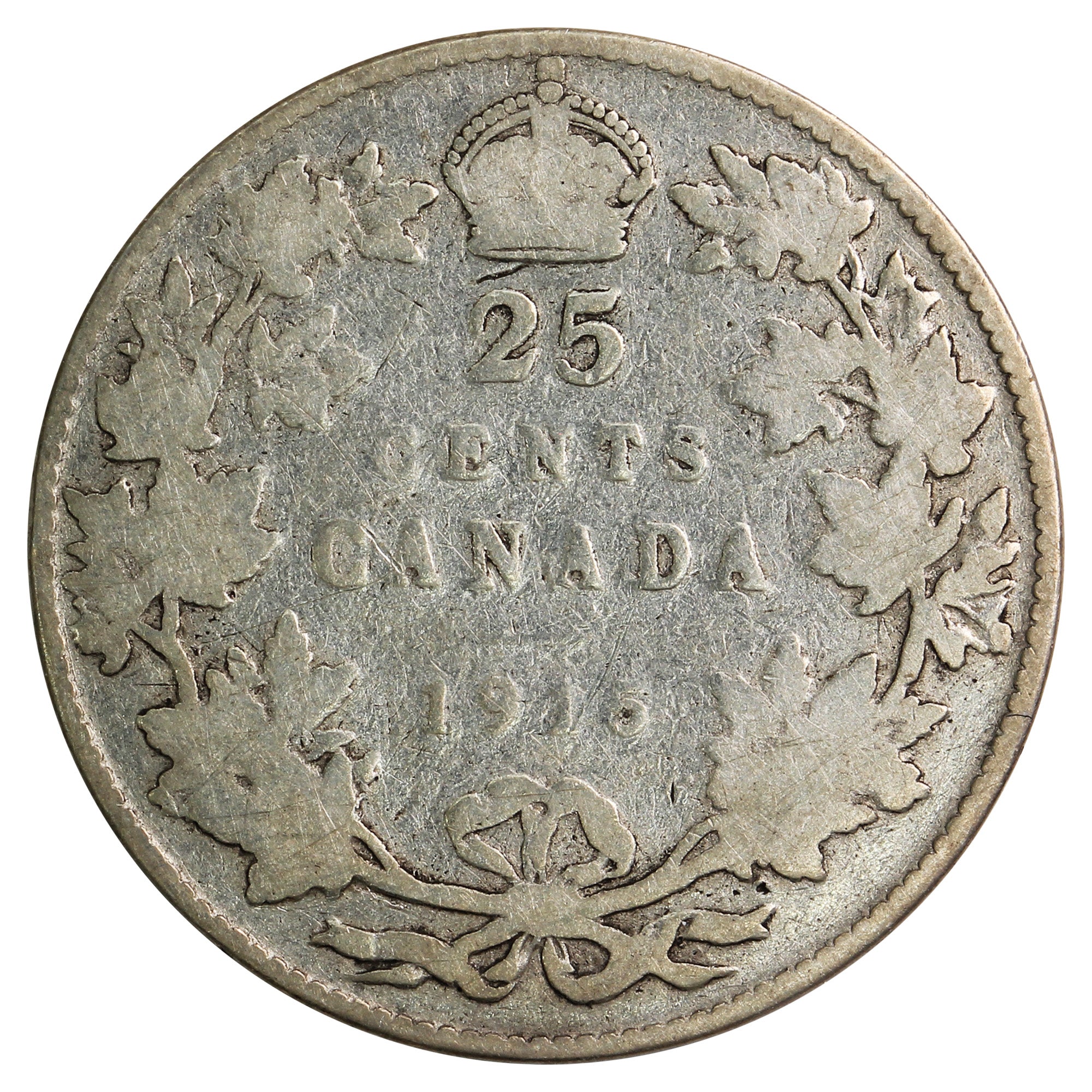 1915 Canada 25-cents About Good (ag3) – Colonial Acres Coins