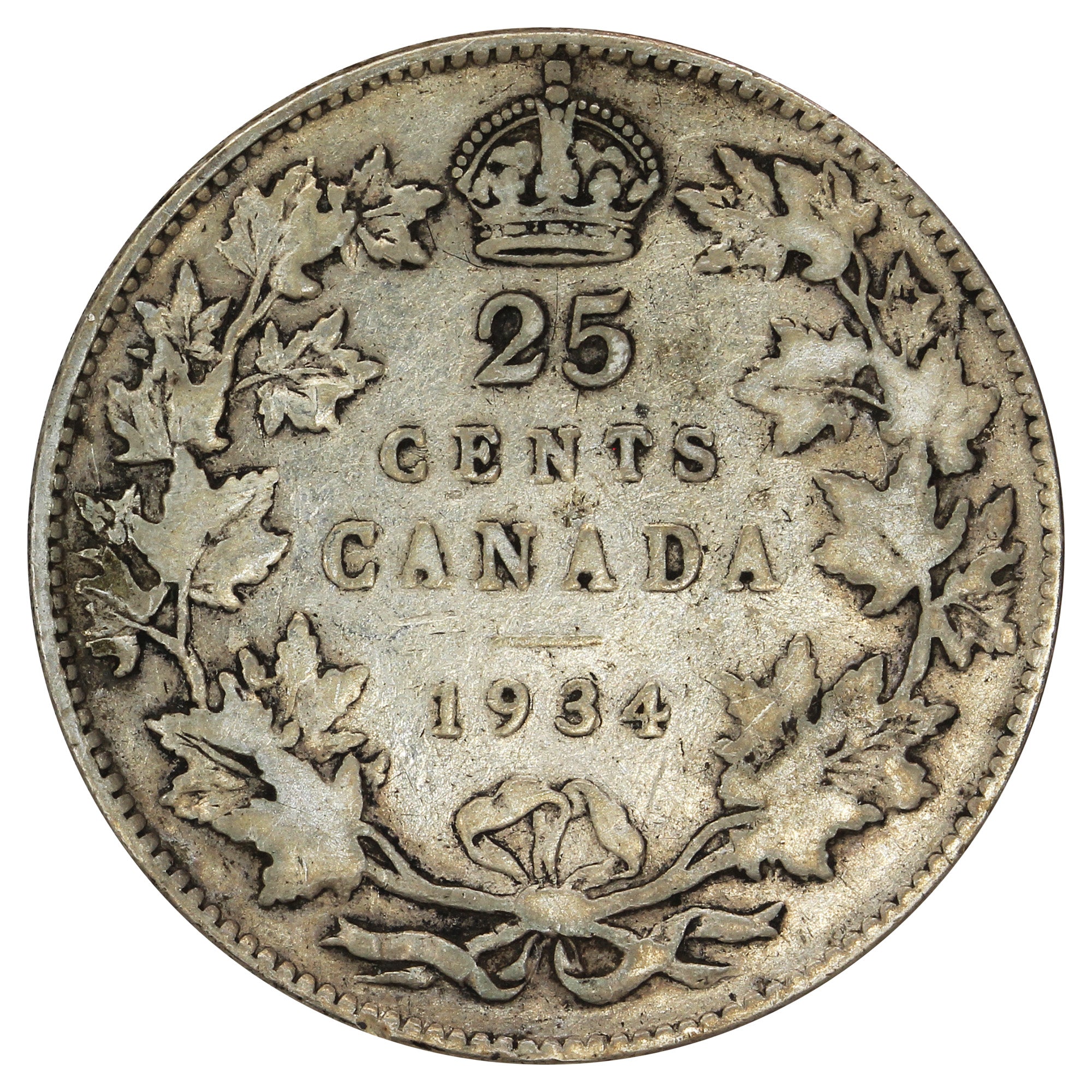 1934 Canada 25-cents G-VG (G6) – Colonial Acres Coins