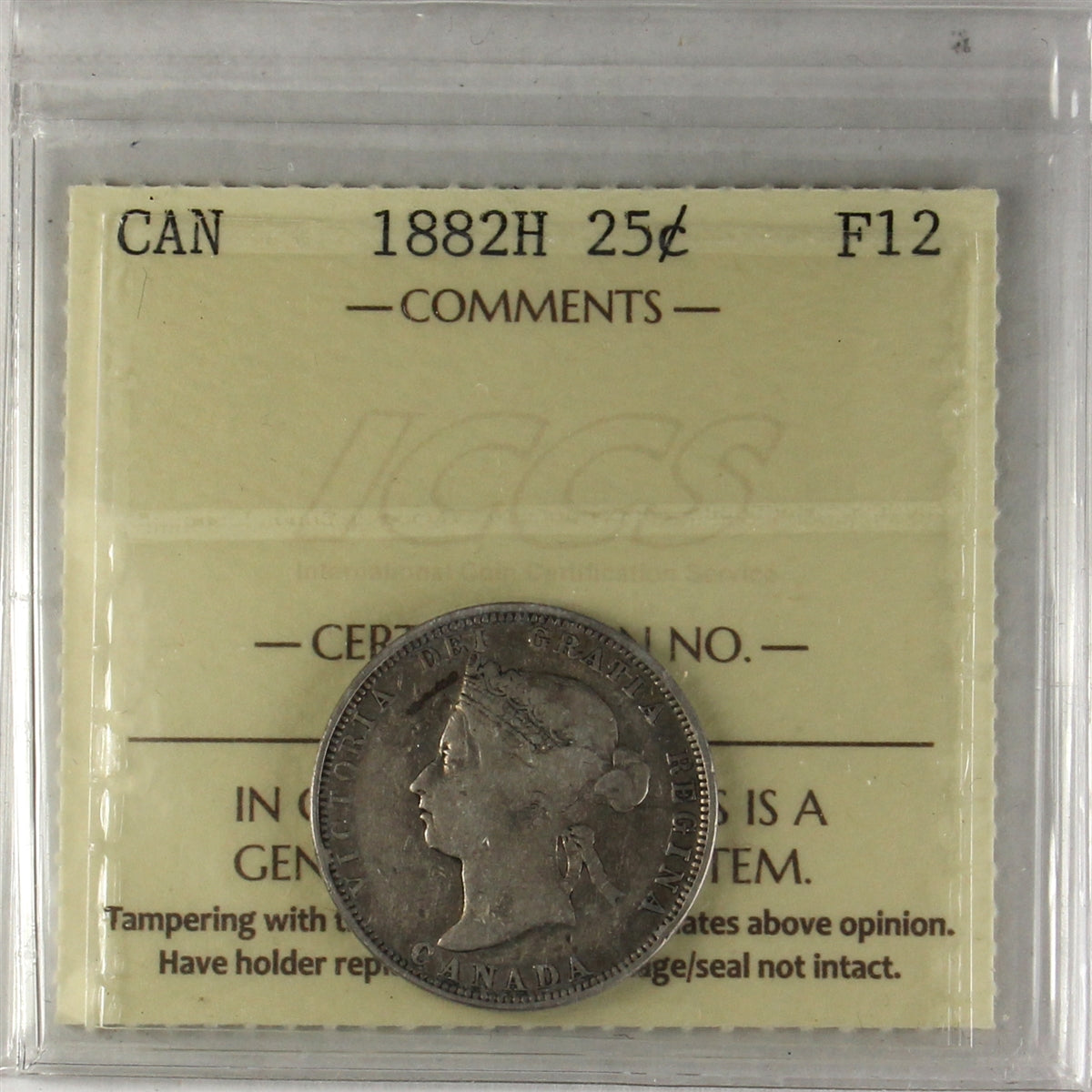 1882H Canada 25-cents ICCS Certified F-12 – Colonial Acres Coins