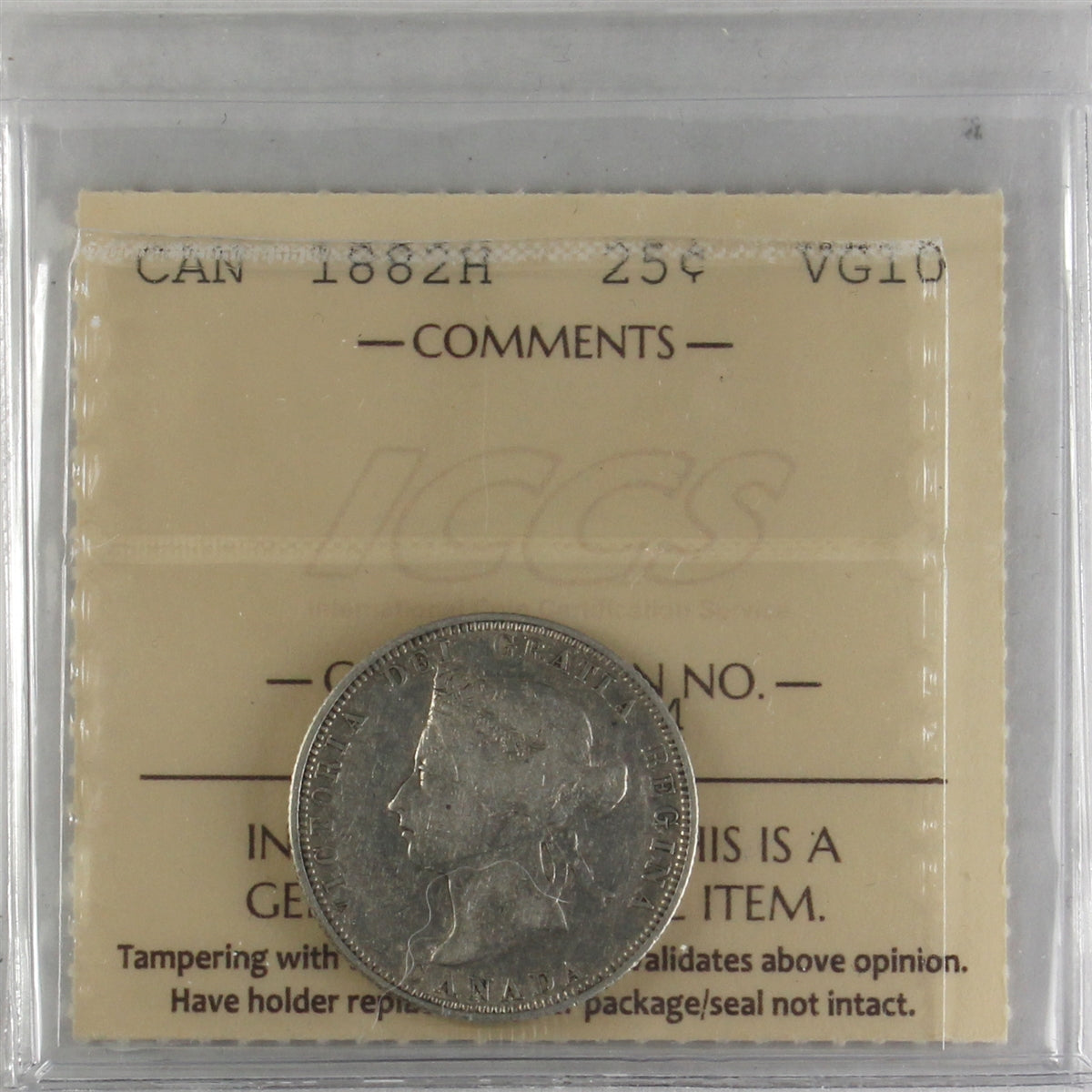1882H Canada 25-cents ICCS Certified VG-10 – Colonial Acres Coins