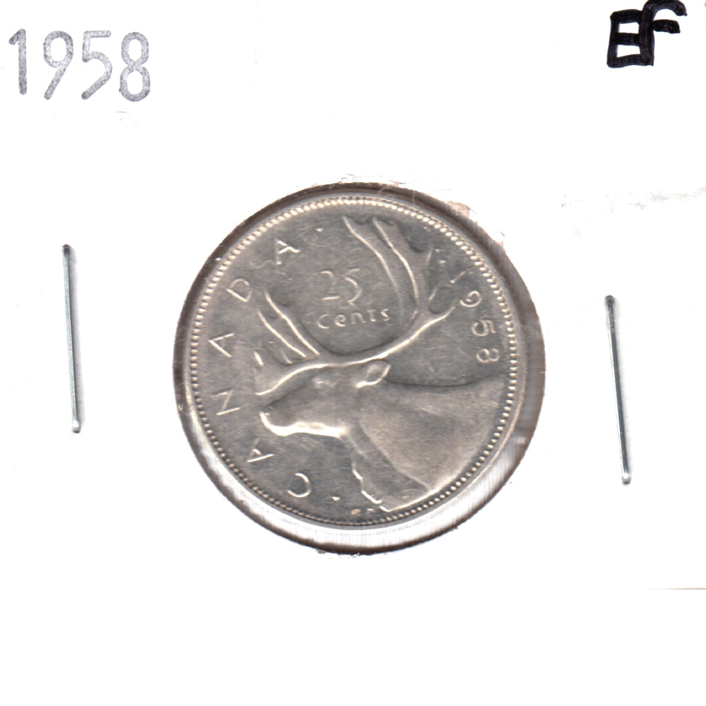 1958 Canada 25-cents Extra Fine (EF40) – Colonial Acres Coins
