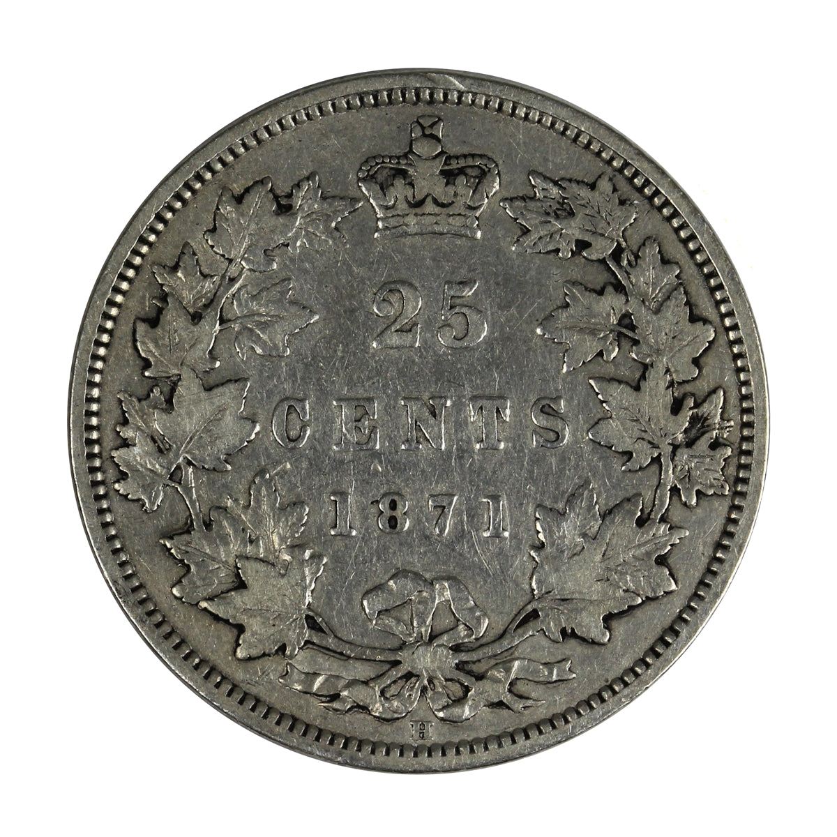 1871H Obv. 2 Canada 25-cents Fine (F12) $ – Colonial Acres Coins