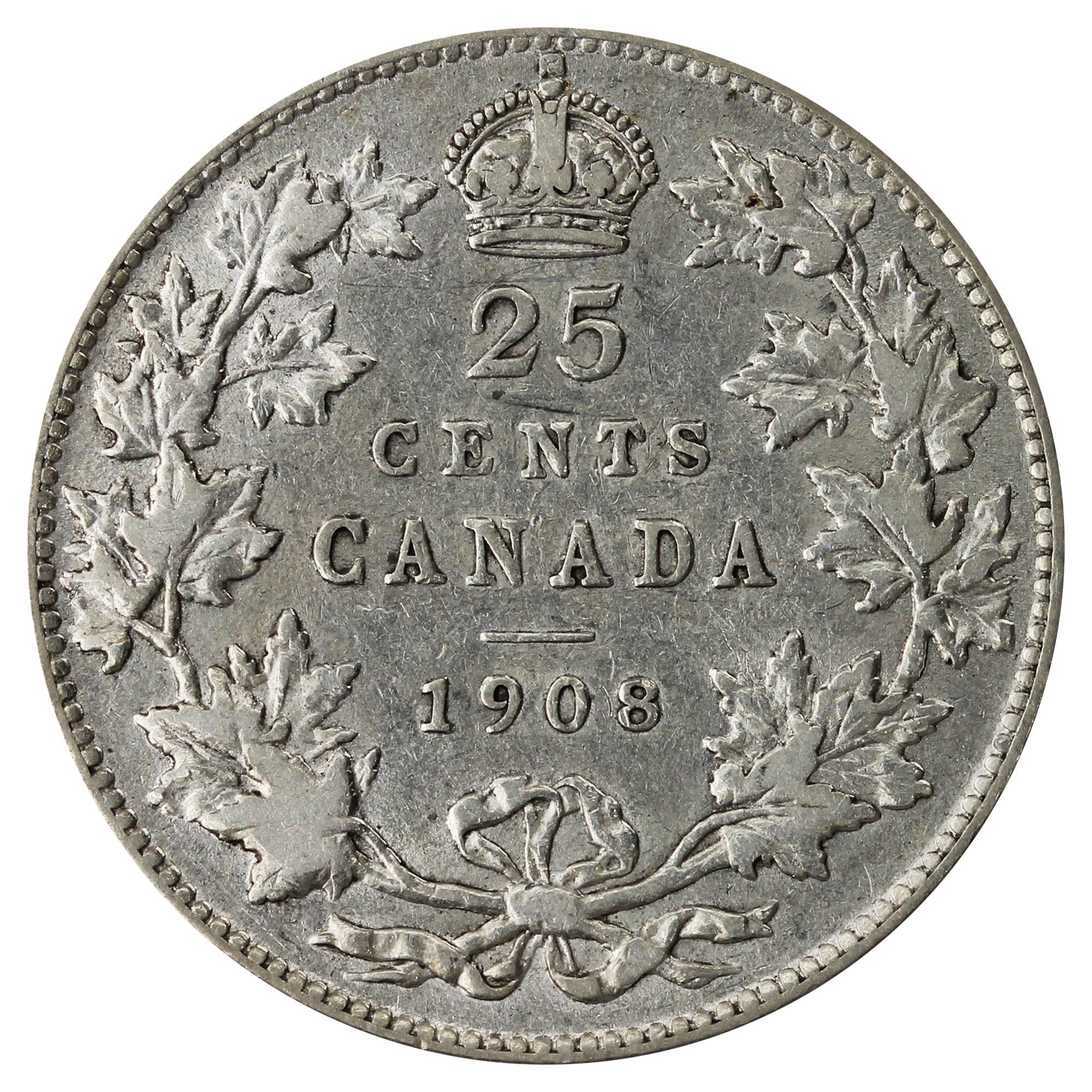 1908 Canada 25-cents VF-EF (VF30) $ – Colonial Acres Coins