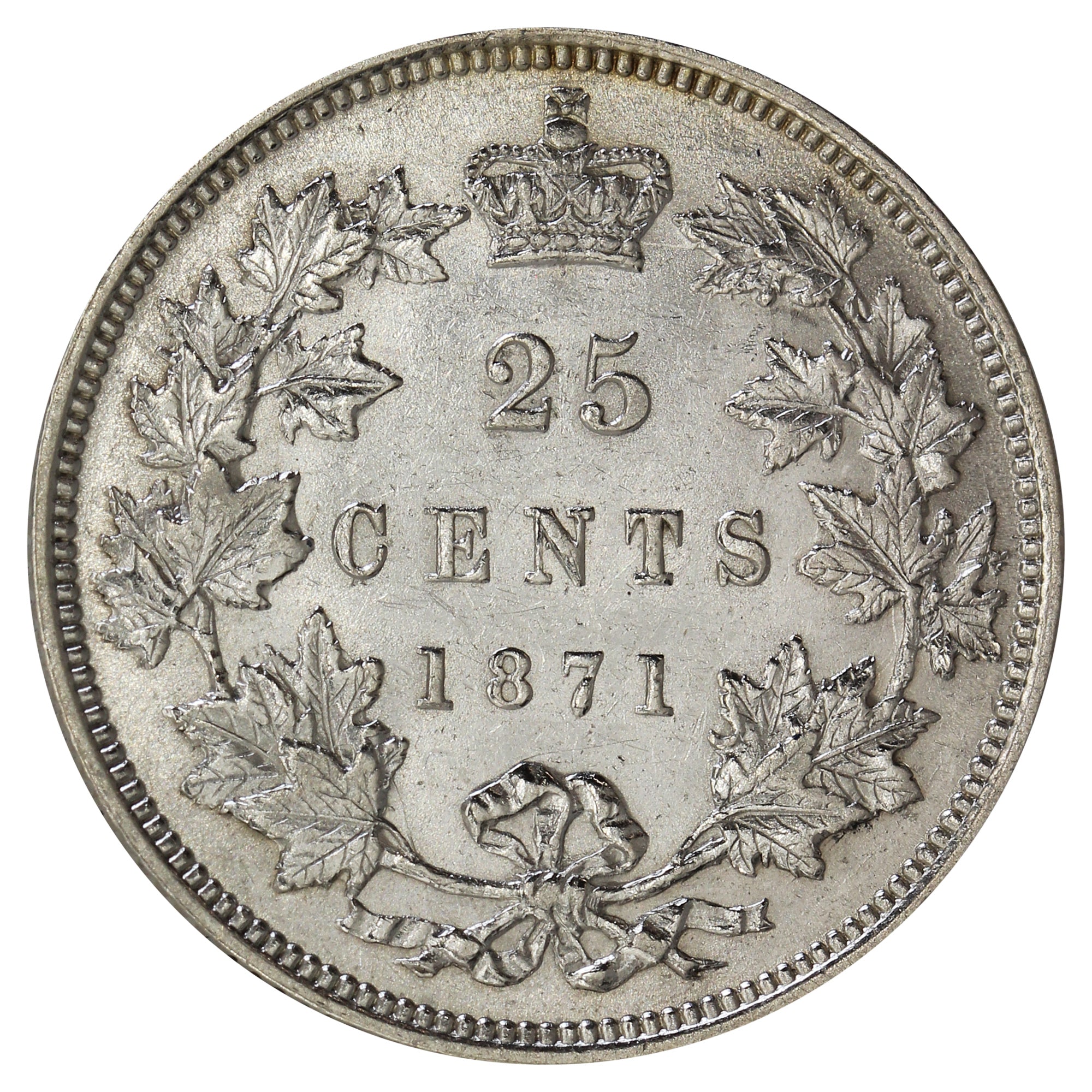 1871 Obv. 2 Canada 25-cents EF-AU (EF45) $ – Colonial Acres Coins
