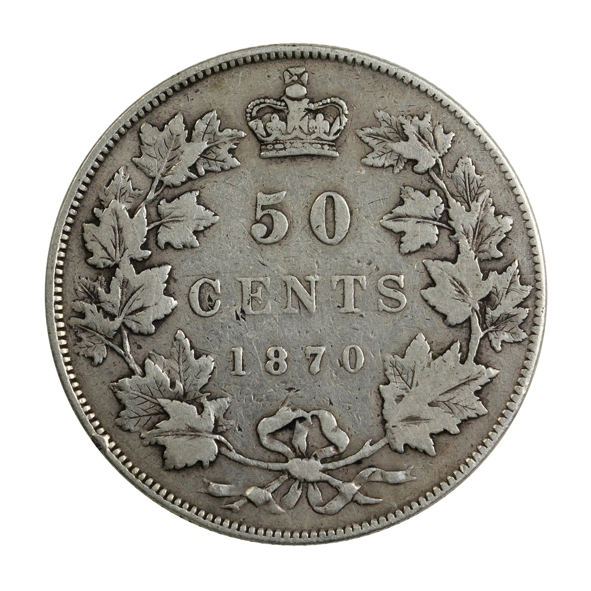 1870 LCW Canada 50-cents Fine (F12) $ – Colonial Acres Coins