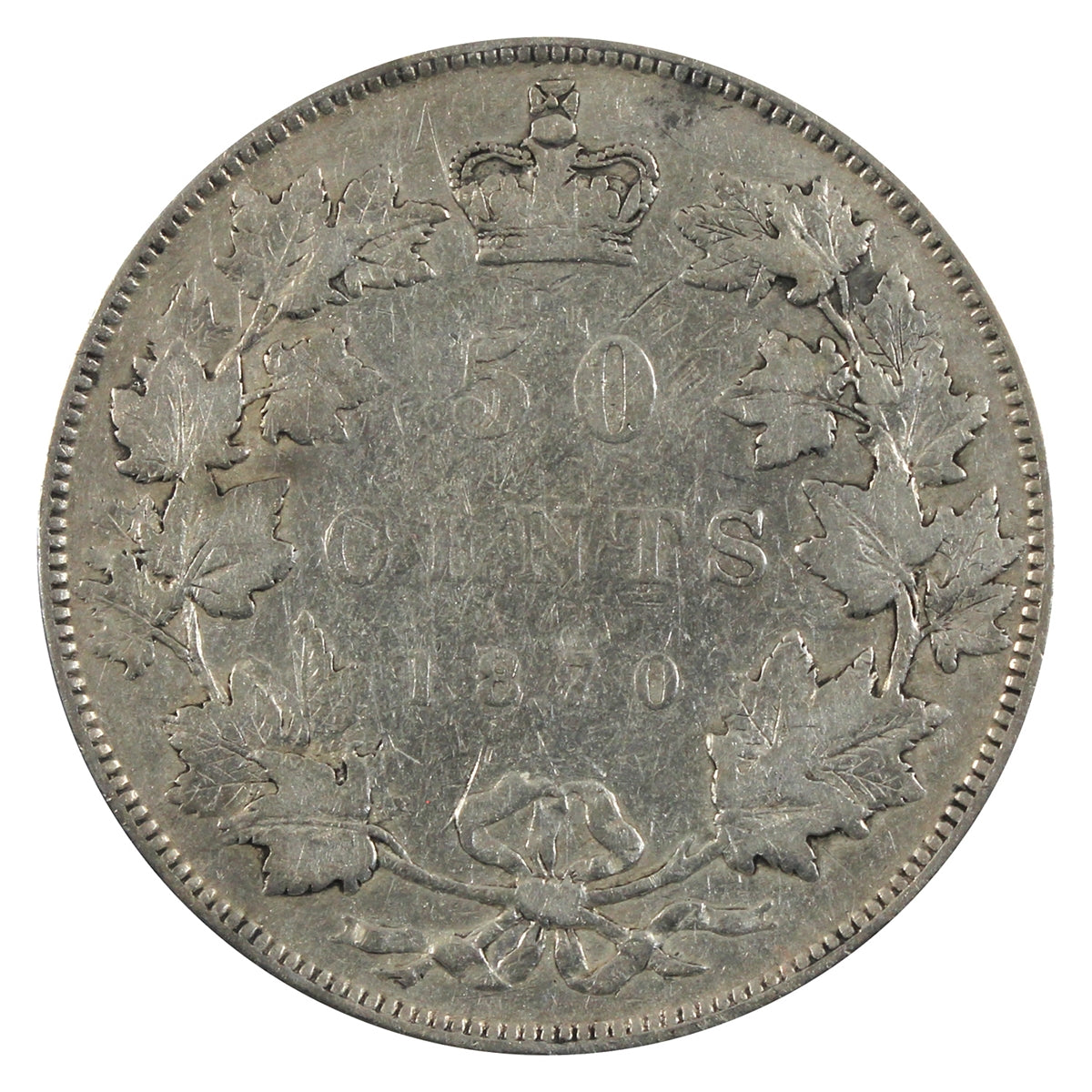 1870 LCW Canada 50-cents VG-F (VG10) $ – Colonial Acres Coins