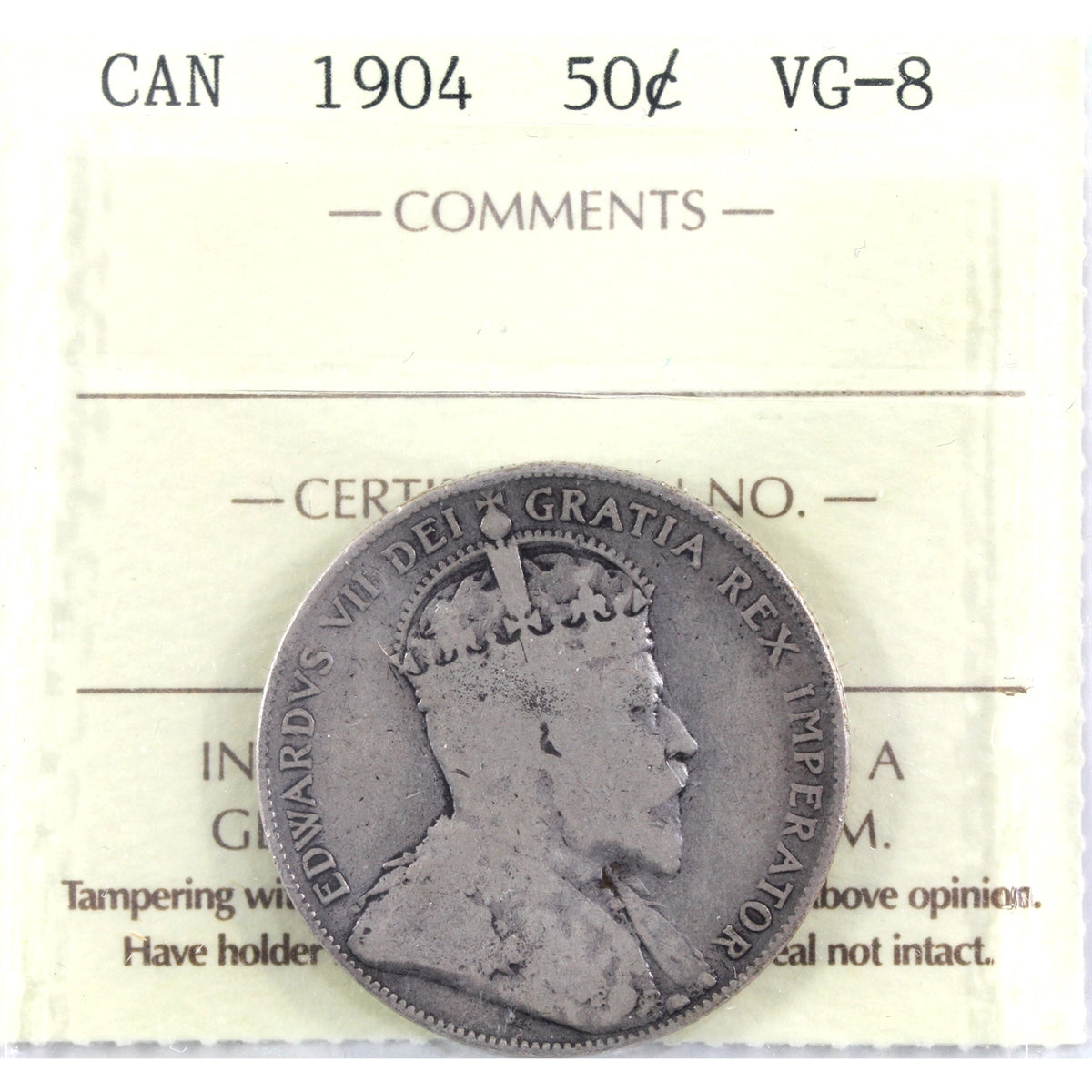 1904 Canada 50-cents ICCS Certified VG8 – Colonial Acres Coins