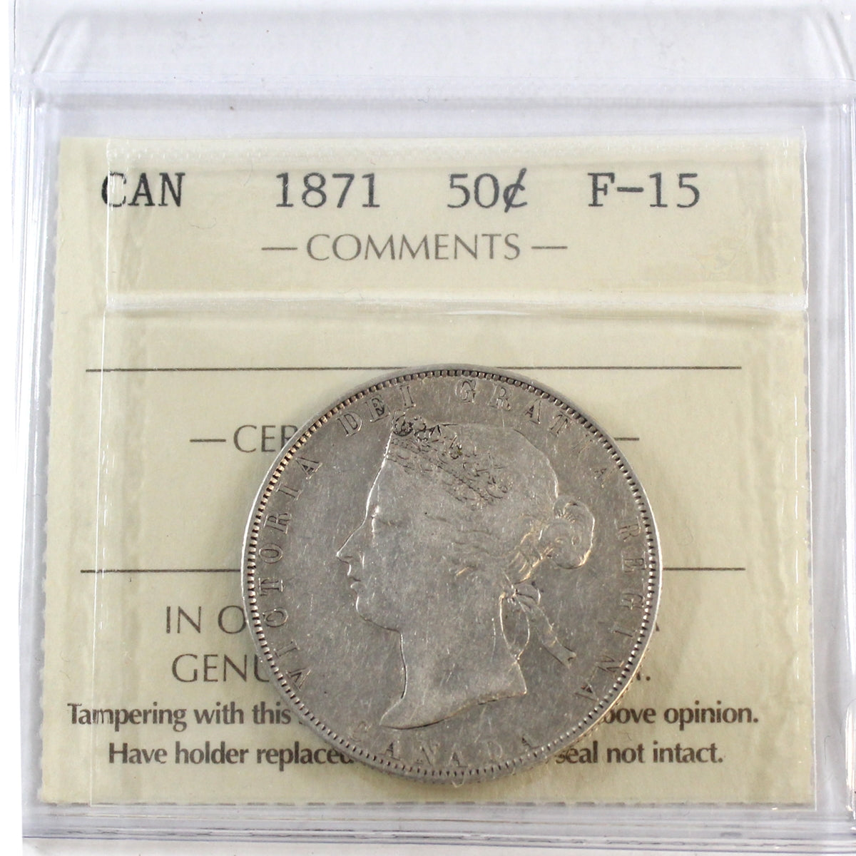 1871 Canada 50-cents ICCS Certified F-15 – Colonial Acres Coins