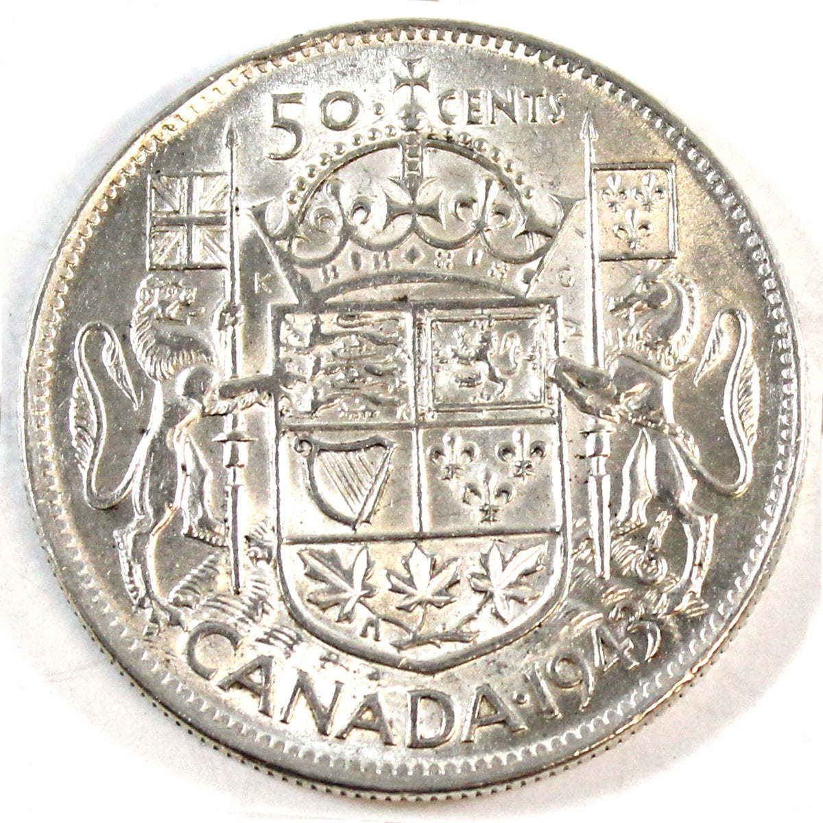 1943 Double Die 3 Canada 50-cents EF-AU (EF45) – Colonial Acres Coins