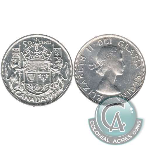 1954 Canada 50-cents EF-AU (EF45) – Colonial Acres Coins