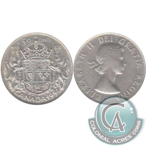 1954 Canada 50-cents VF-EF (VF30) – Colonial Acres Coins