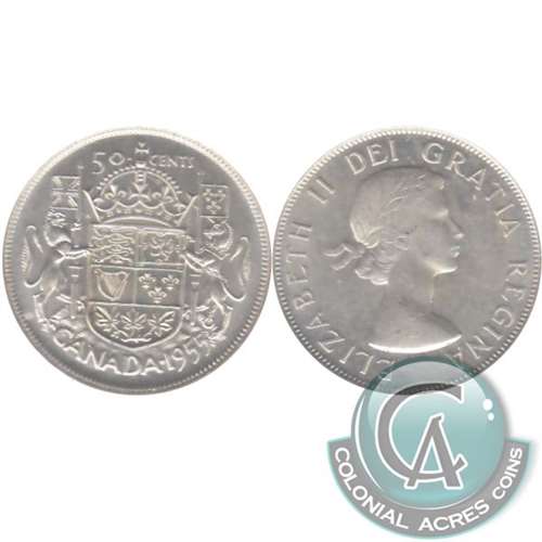 1955 Canada 50-cents EF-AU (EF45) – Colonial Acres Coins