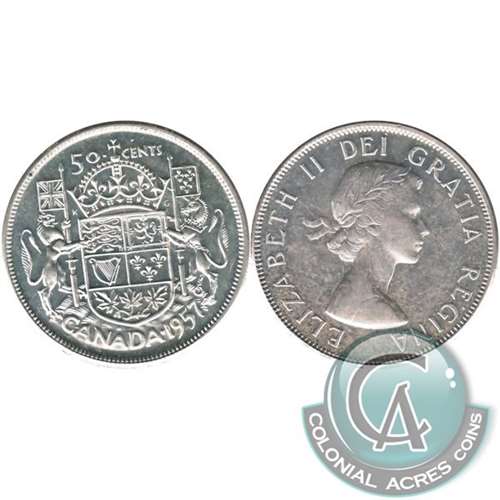 1957 Canada 50-cents EF-AU (EF-45) – Colonial Acres Coins