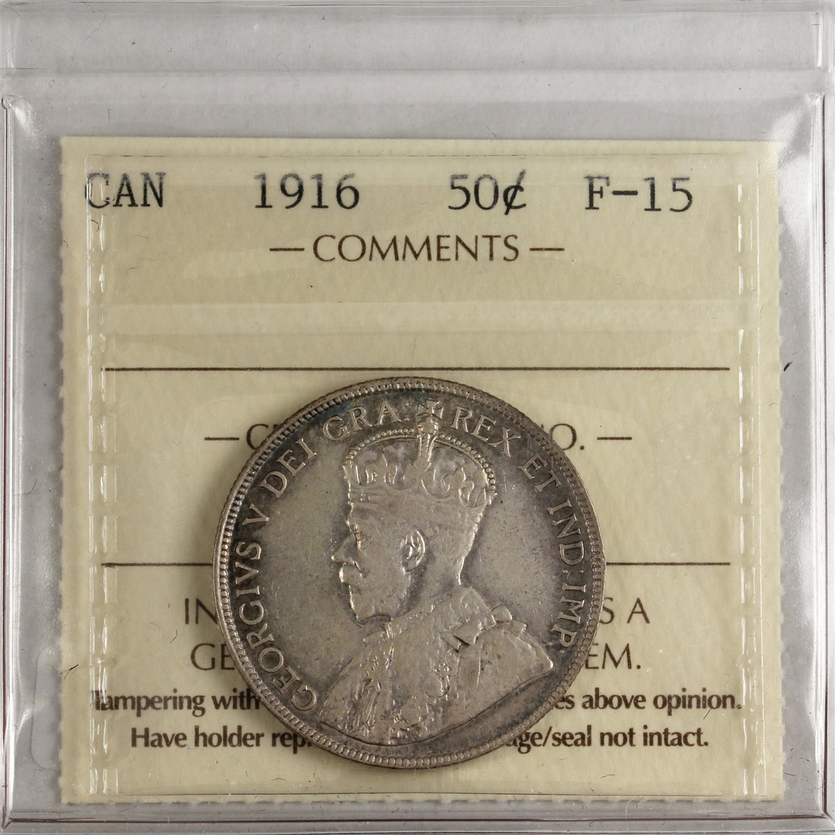 1916 Canada 50-cents ICCS Certified F15 – Colonial Acres Coins