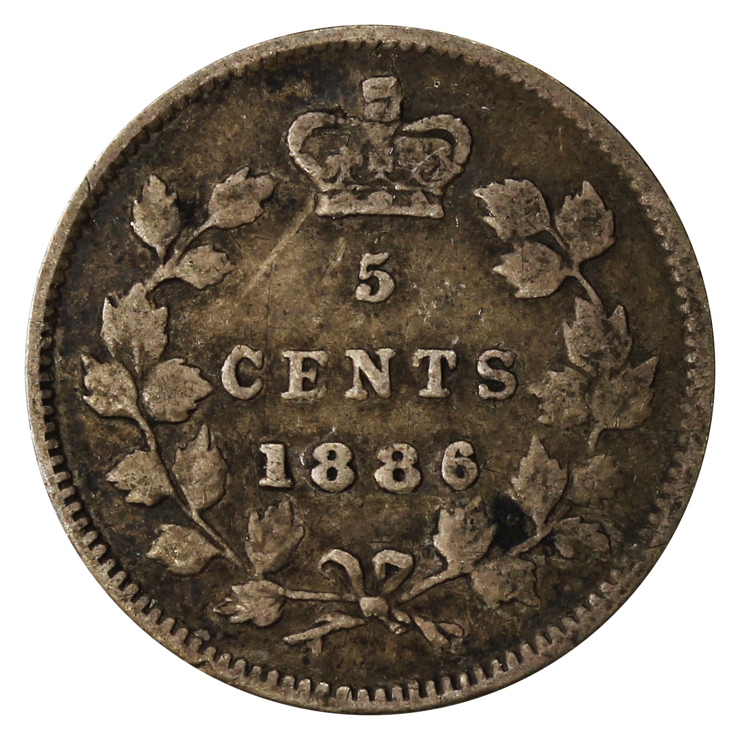 1886 Small 6 Canada 5-cents F-VF (F15) – Colonial Acres Coins