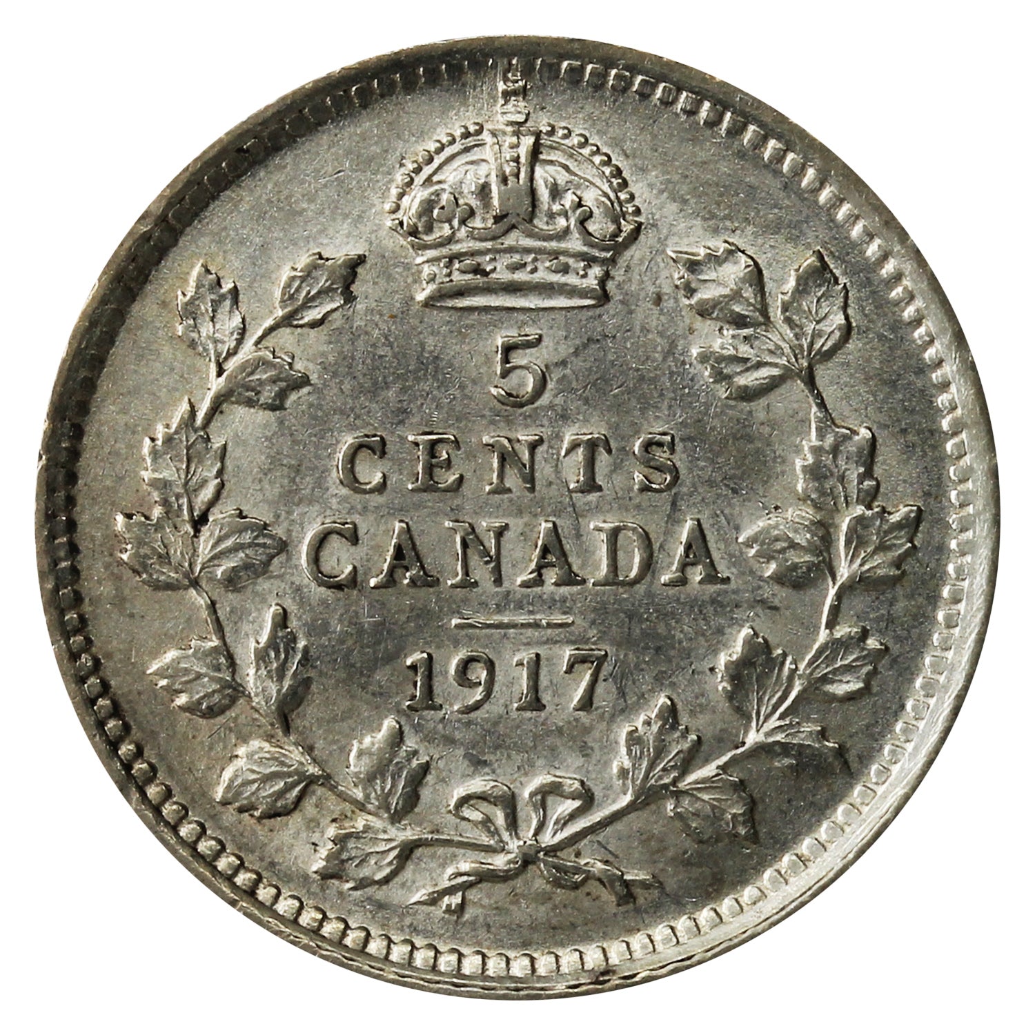 1917 Canada 5-cents EF-AU (EF45) – Colonial Acres Coins