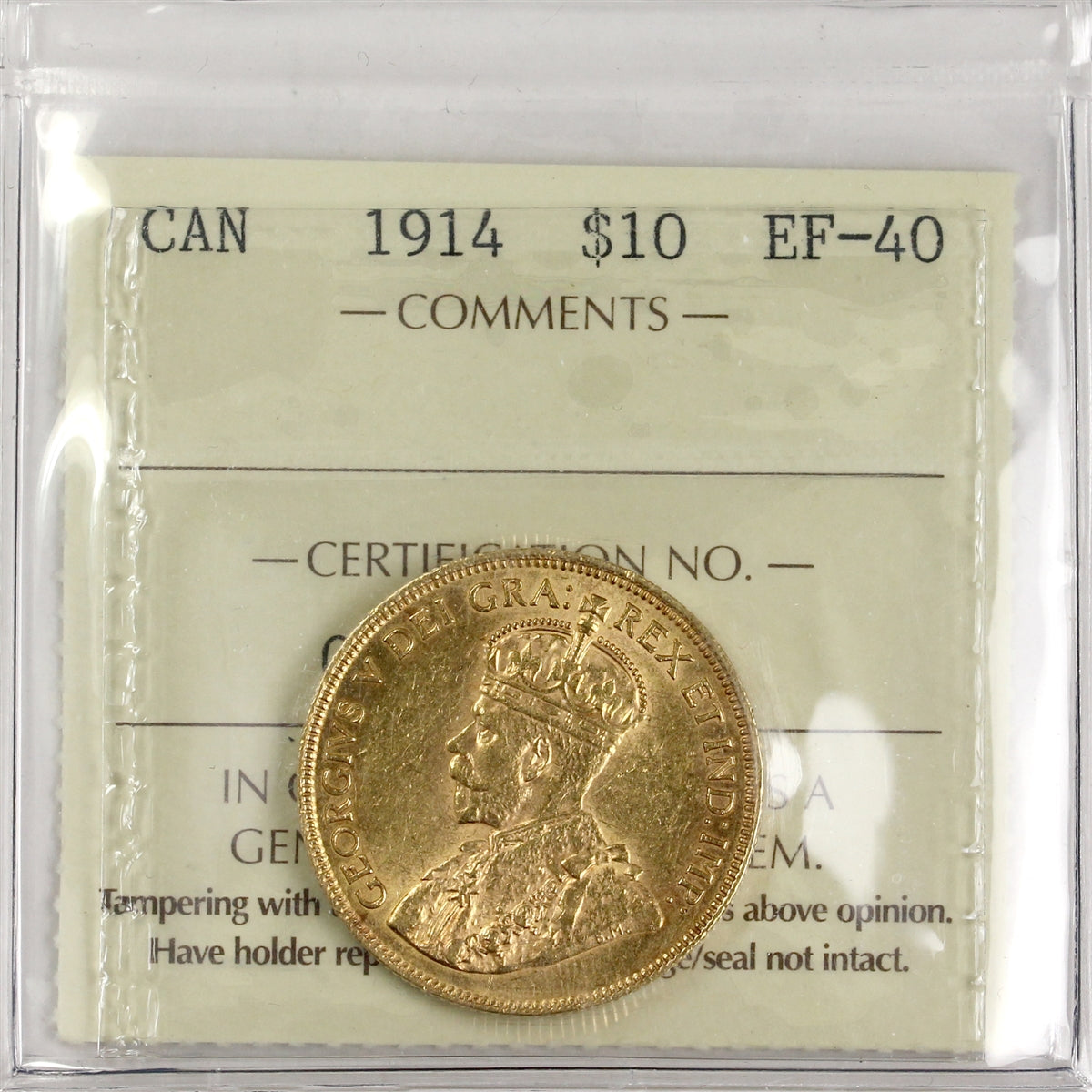 1914 Canada $10 Gold ICCS Certified EF40 – Colonial Acres Coins