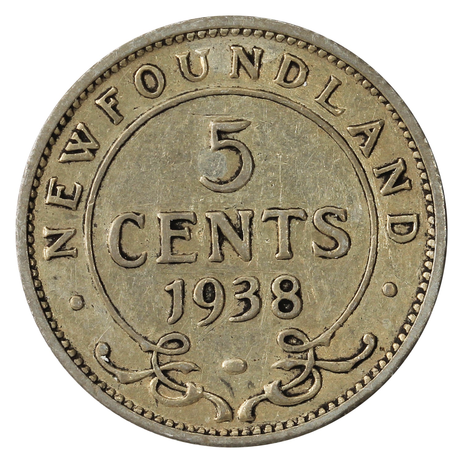 1938 Newfoundland 5-cents F-VF (F-15) – Colonial Acres Coins