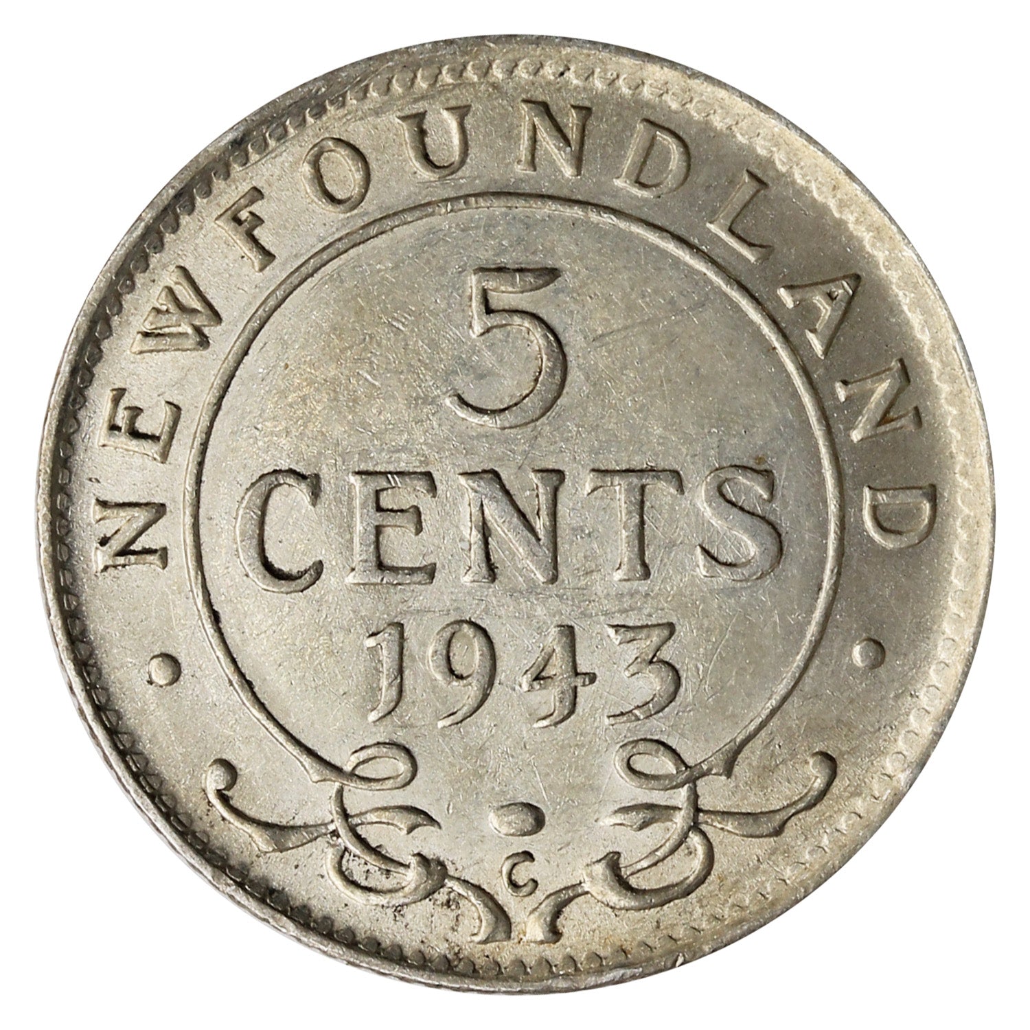 1943C Newfoundland 5-cents VF-EF (VF-30) – Colonial Acres Coins