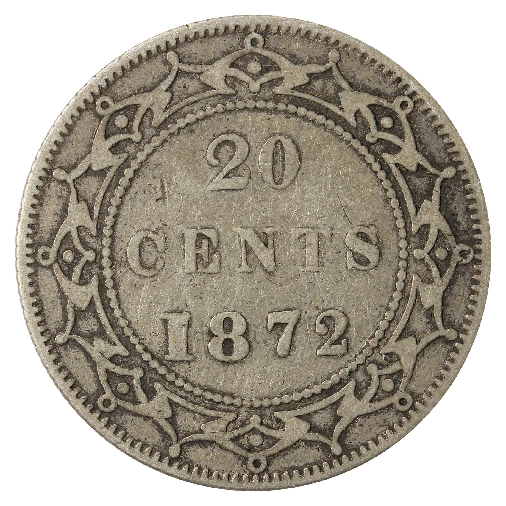 1872H Newfoundland 20-cents Fine (F-12) – Colonial Acres Coins