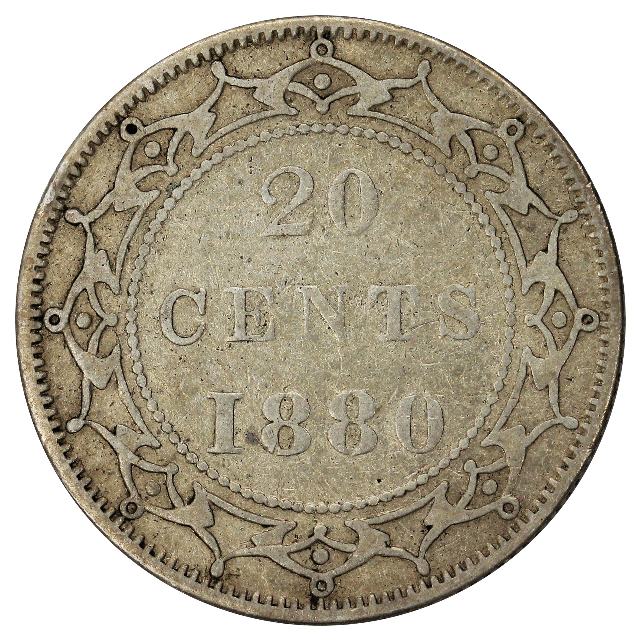 1880 Newfoundland 20-cents Fine (F-12) $ – Colonial Acres Coins