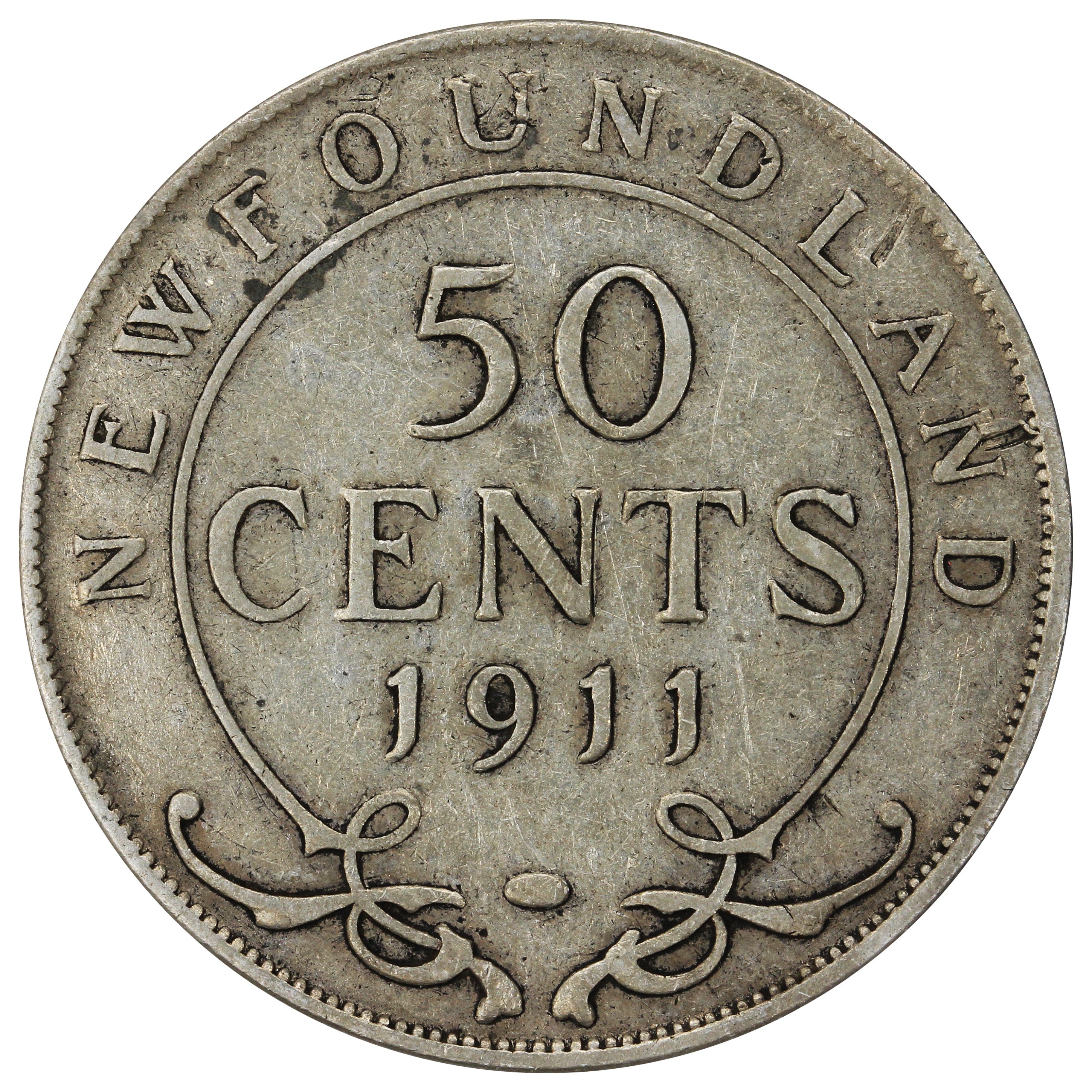 1911 Newfoundland 50-cents Fine (F-12) – Colonial Acres Coins