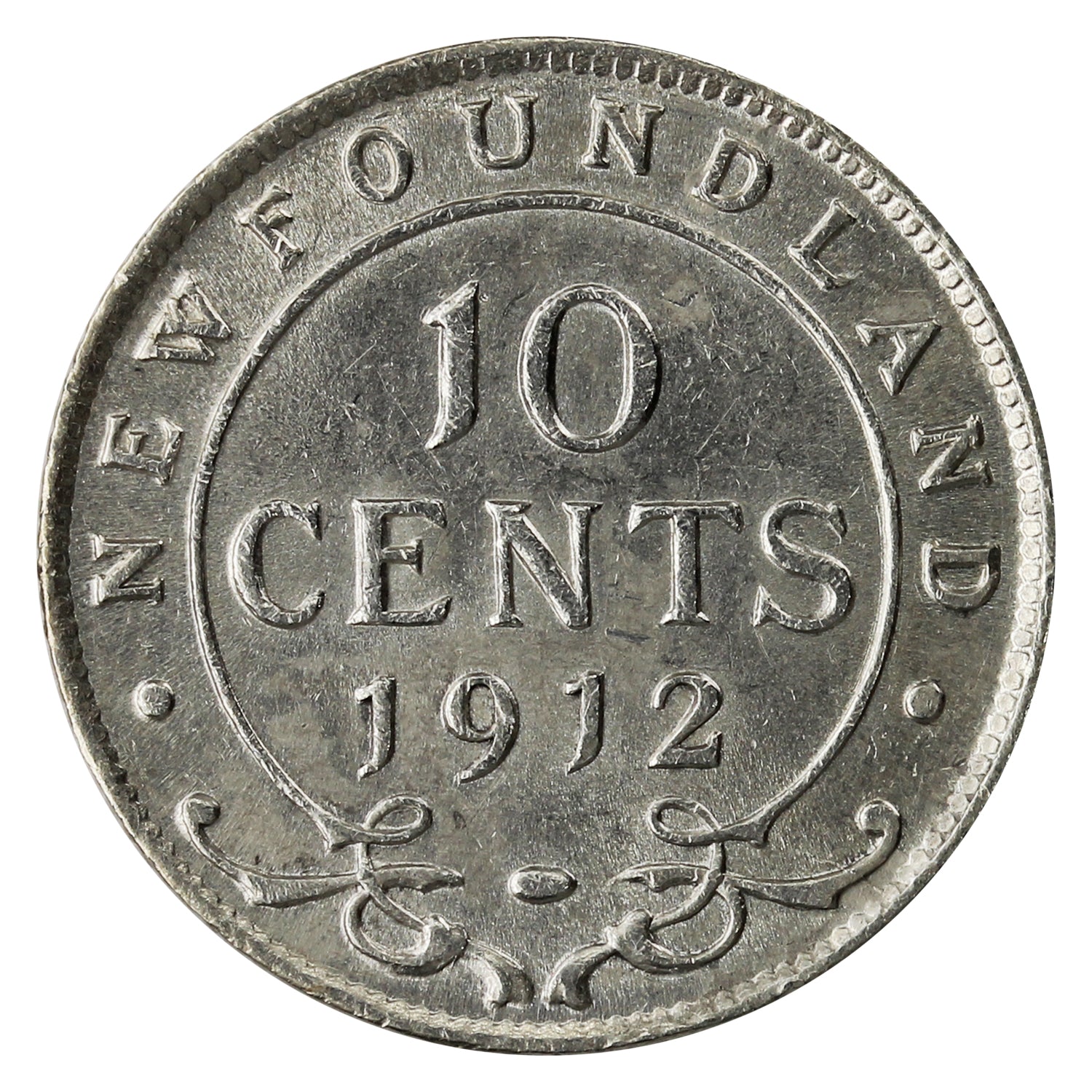 1912 Newfoundland 10-cents AU-UNC (AU55) $ – Colonial Acres Coins