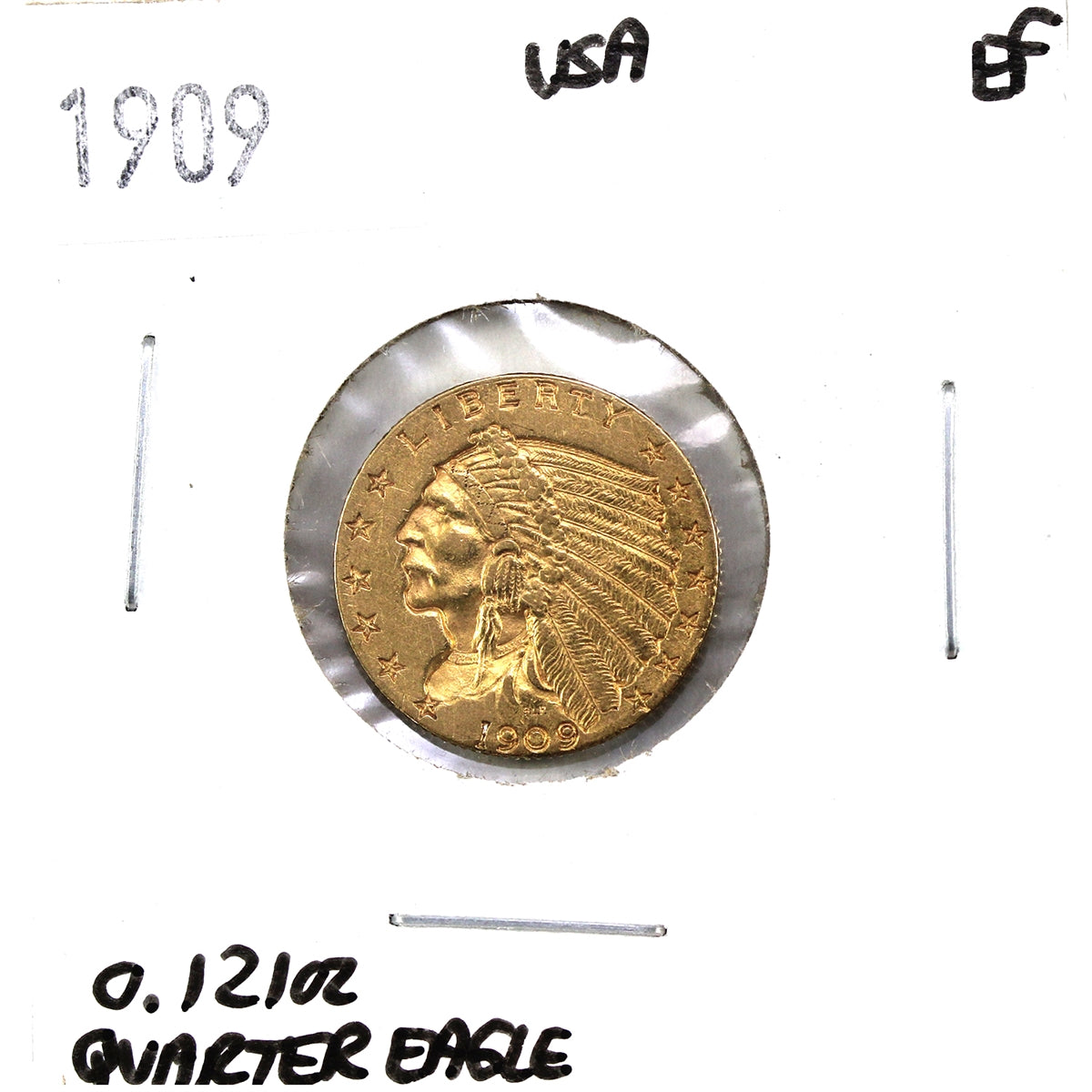 1909 USA $2.50 Gold Quarter Eagle Extra Fine (EF-40) – Colonial Acres Coins