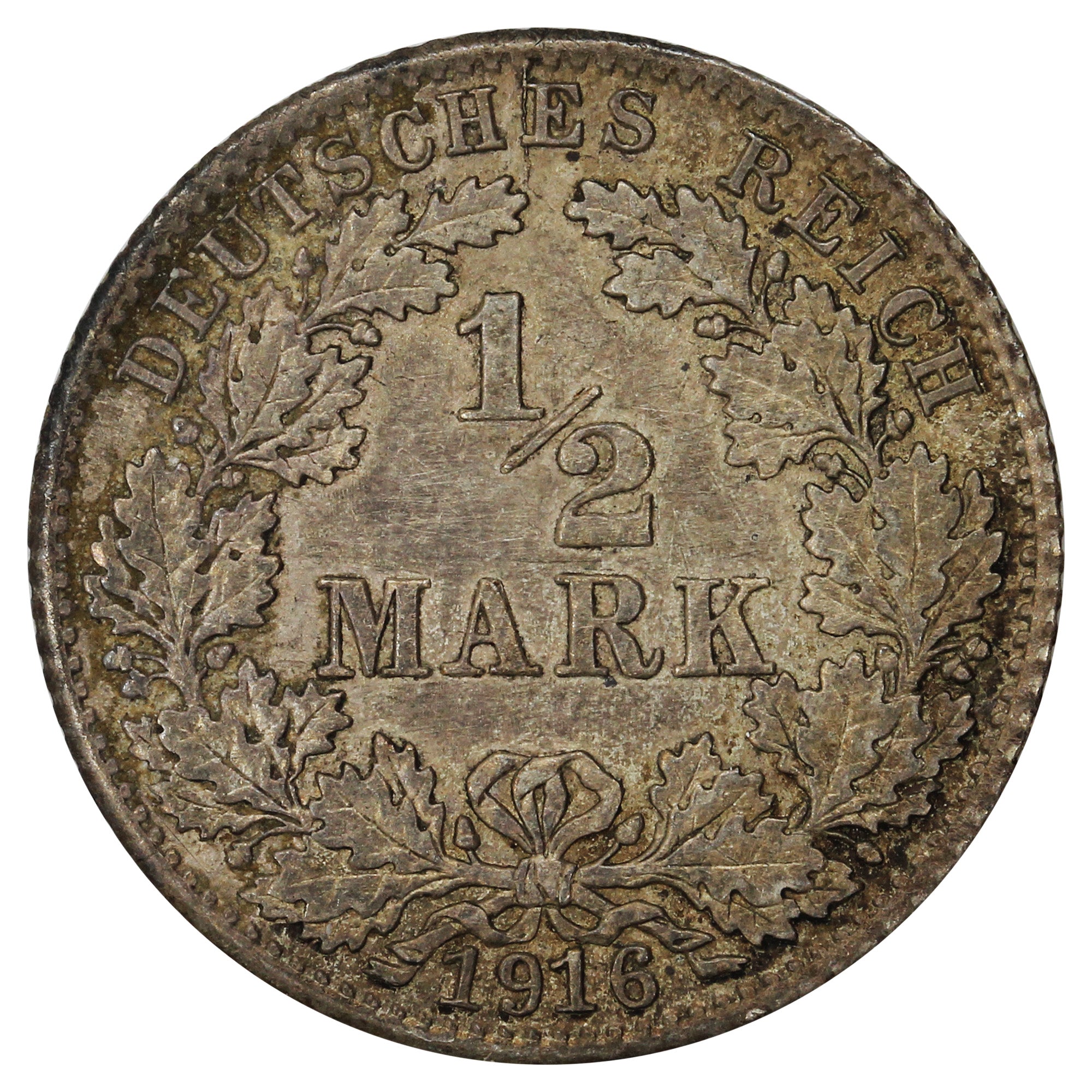 German Empire 1916D 1/2 Mark Extra Fine (EF40) – Colonial Acres Coins