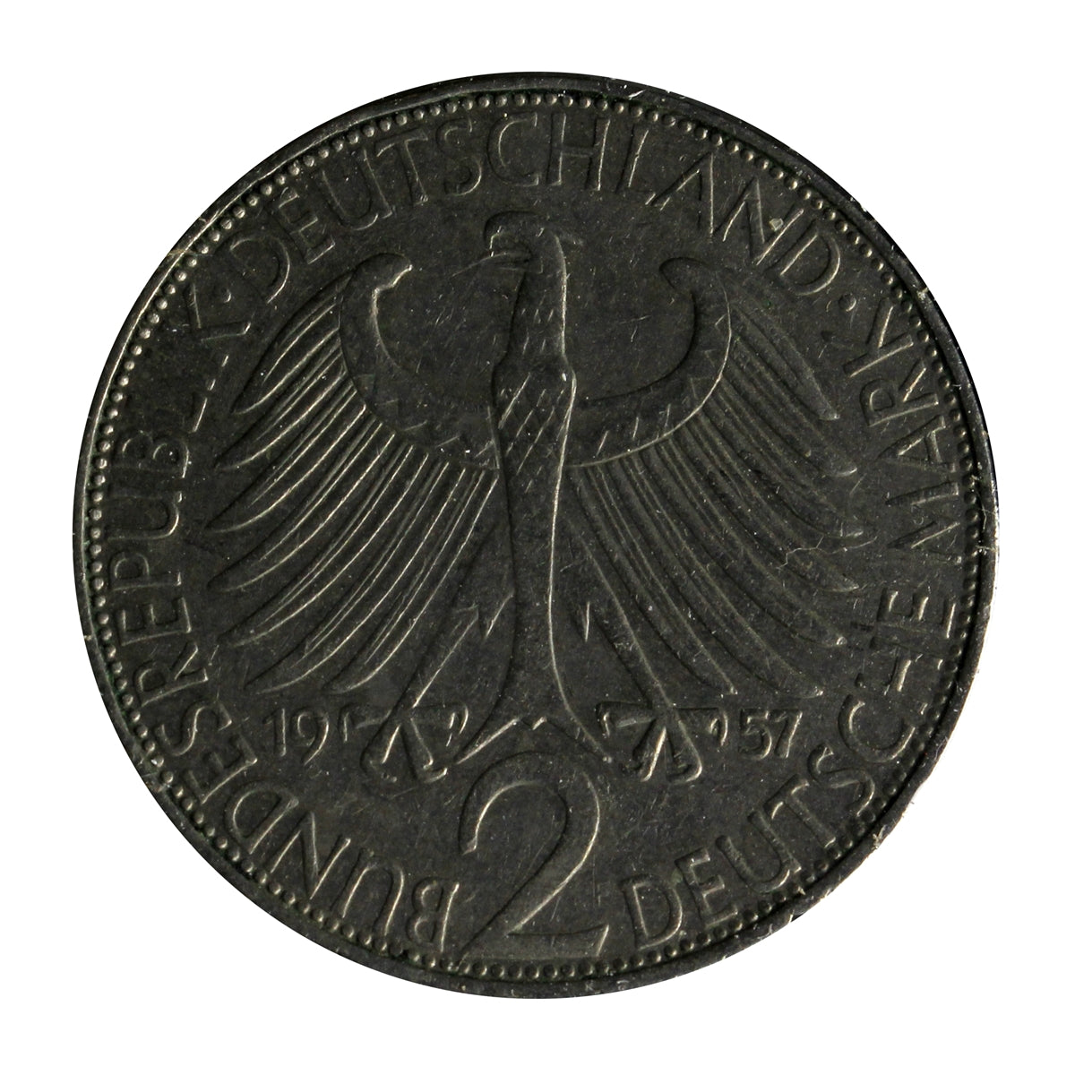 Germany 1957F 2 Marks Extra Fine (EF40) – Colonial Acres Coins