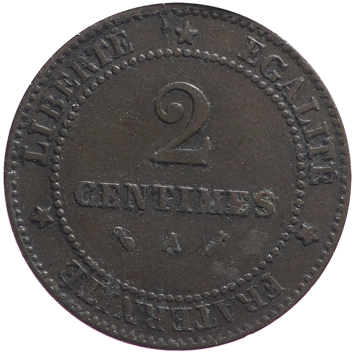 France 1886A 2 Centimes Extra Fine (EF40) – Colonial Acres Coins