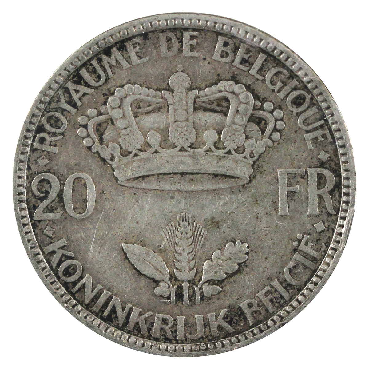 Belgium 1935 French 20 Francs Extra Fine (EF40) – Colonial Acres Coins