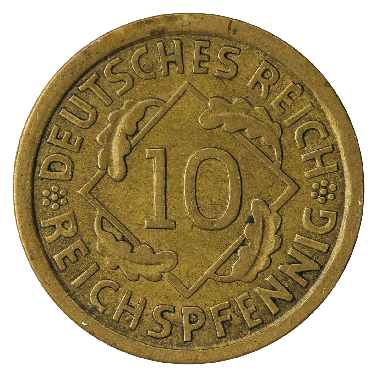 German Weimar Republic 1931F 10 Pfennig Extra Fine (EF-40) $ – Colonial Acres Coins