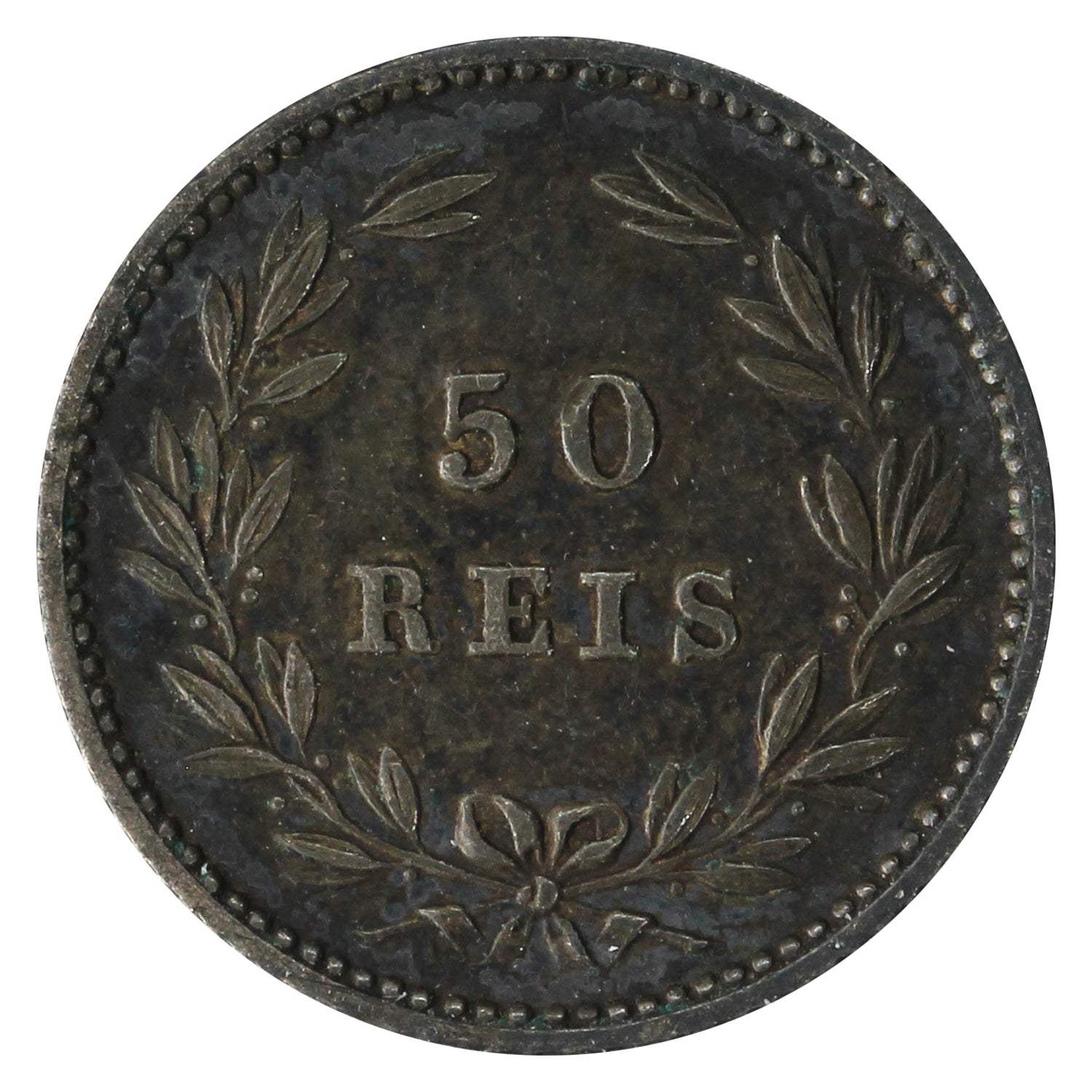 Portugal 1877 50 Reis Extra Fine (EF40) – Colonial Acres Coins