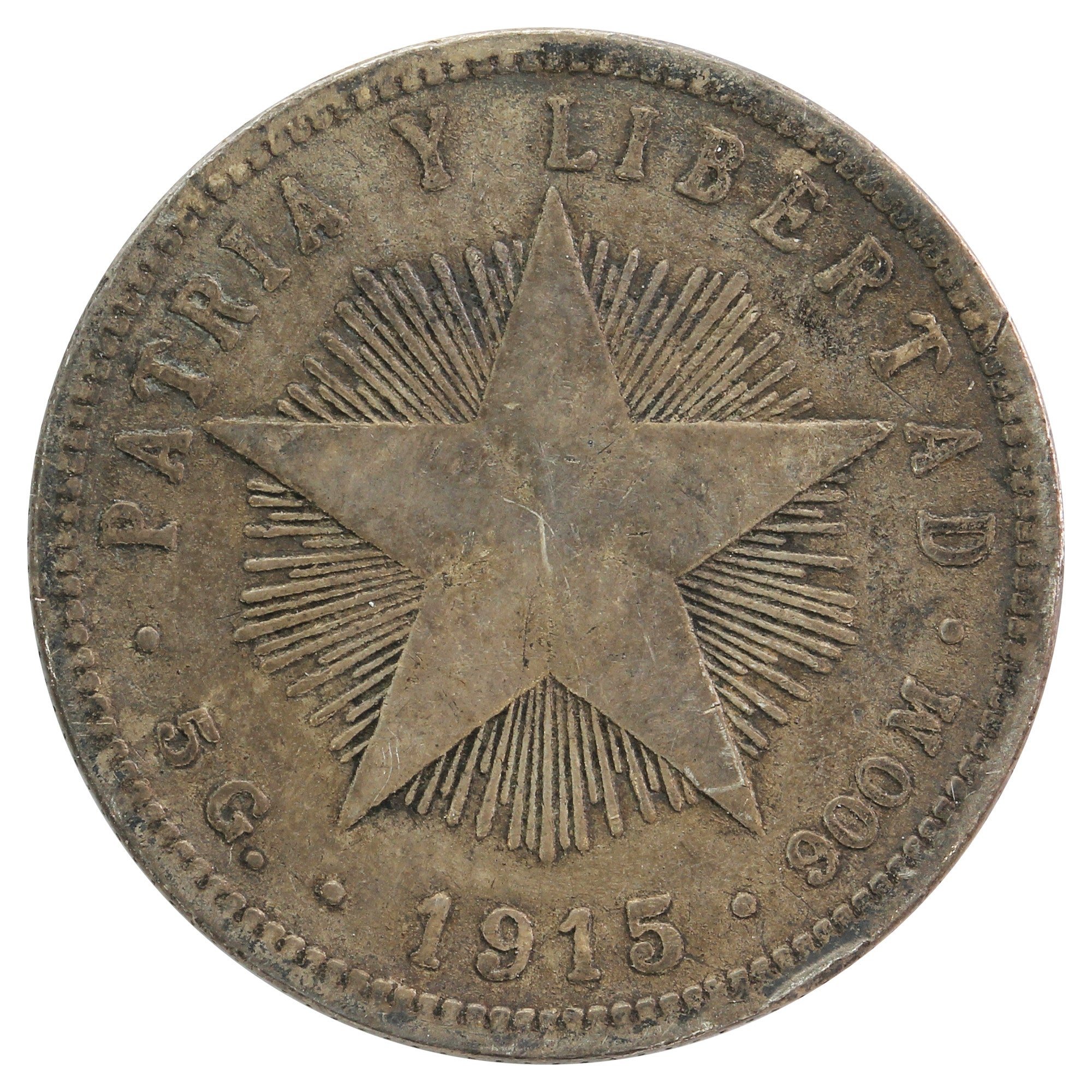 Cuba 1915 20 Centavos Very Fine (VF-20) – Colonial Acres Coins