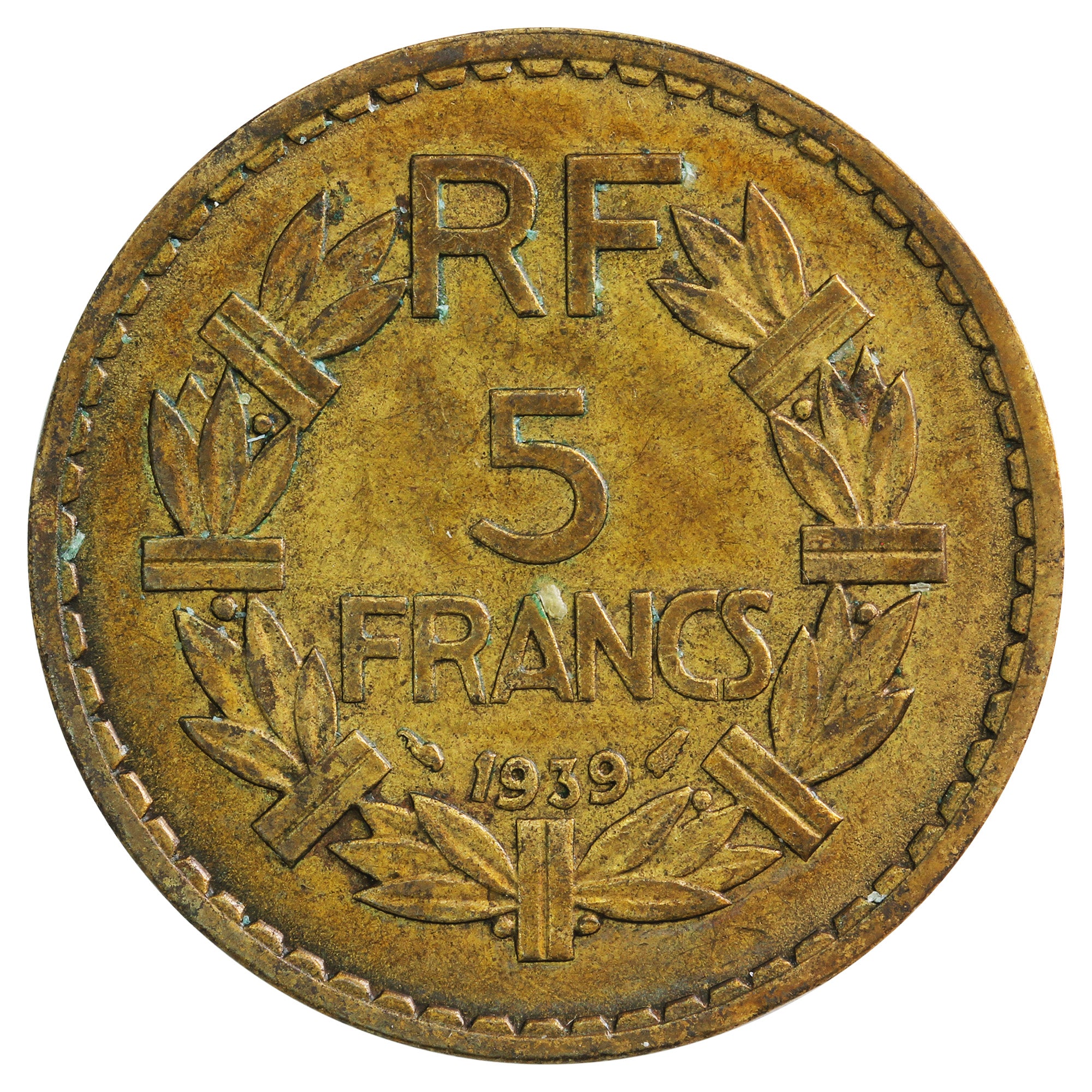 France 1939 5 Francs Extra Fine (EF40) – Colonial Acres Coins