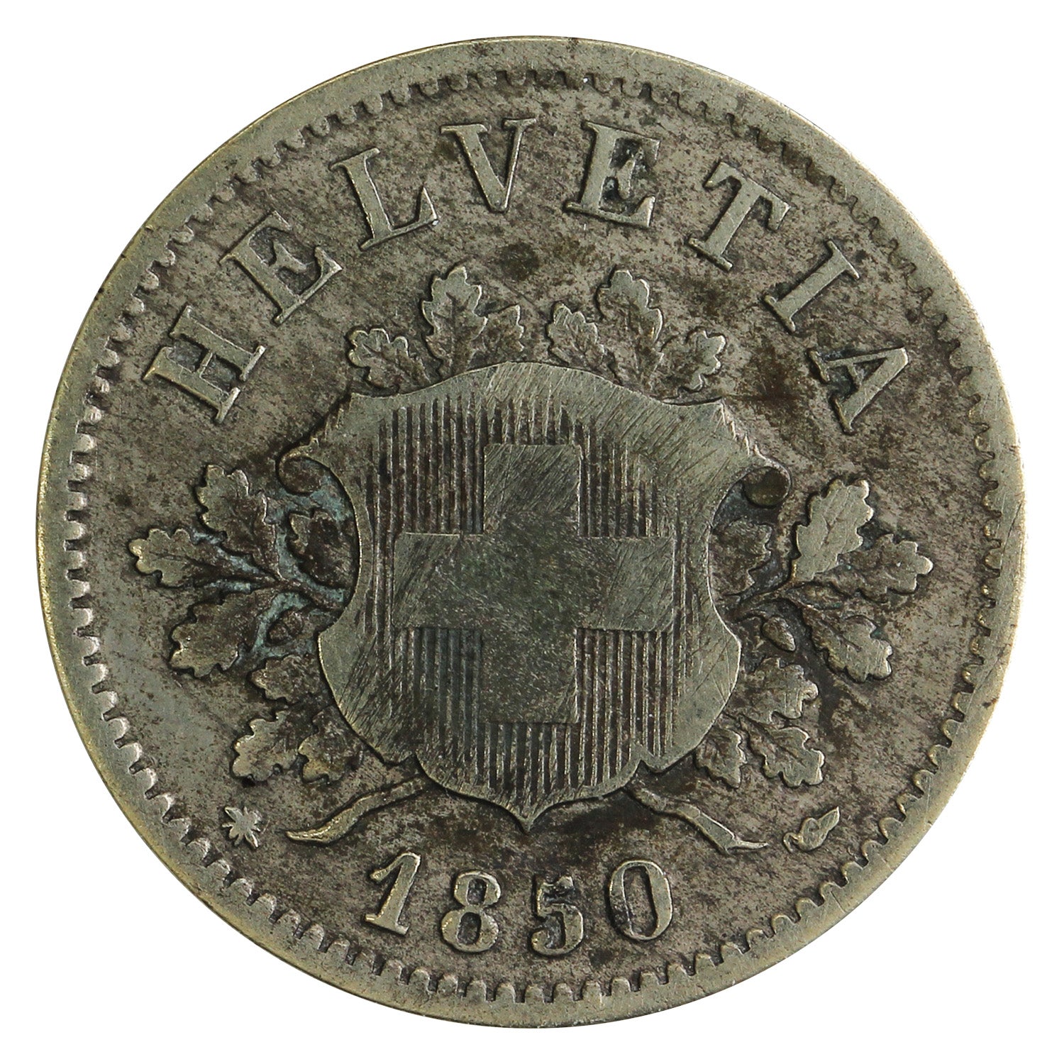 Switzerland 1850BB 10 Rappen Fine (F-12) – Colonial Acres Coins