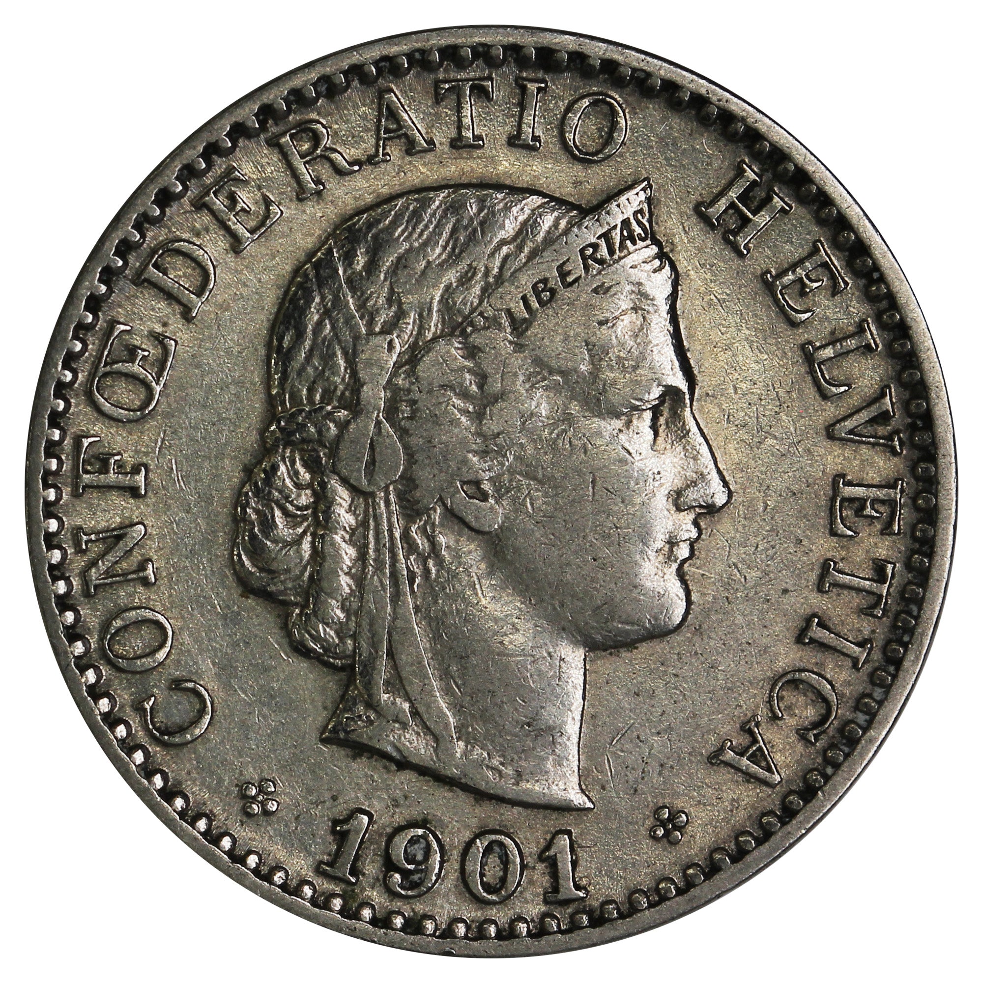 Switzerland 1901B 20 Rappen Extra Fine (EF40) – Colonial Acres Coins