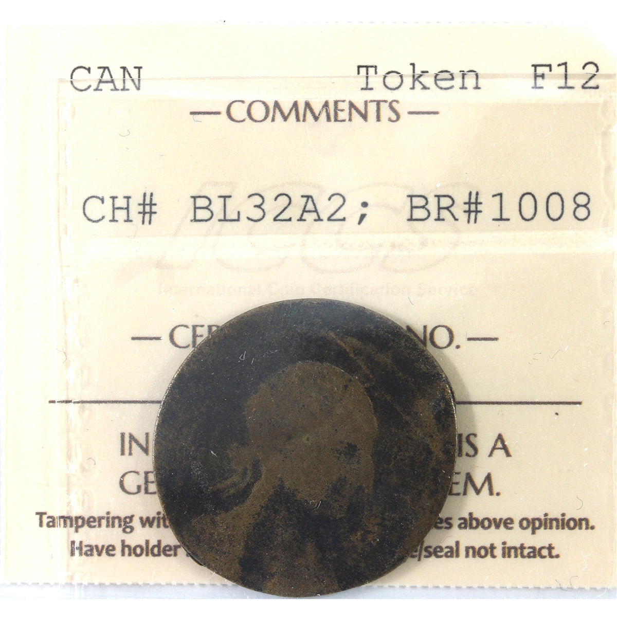 BL-32A2 Blacksmith Token, Brass, ICCS Certified F12 *EXTREMELY RARE* – Colonial Acres Coins