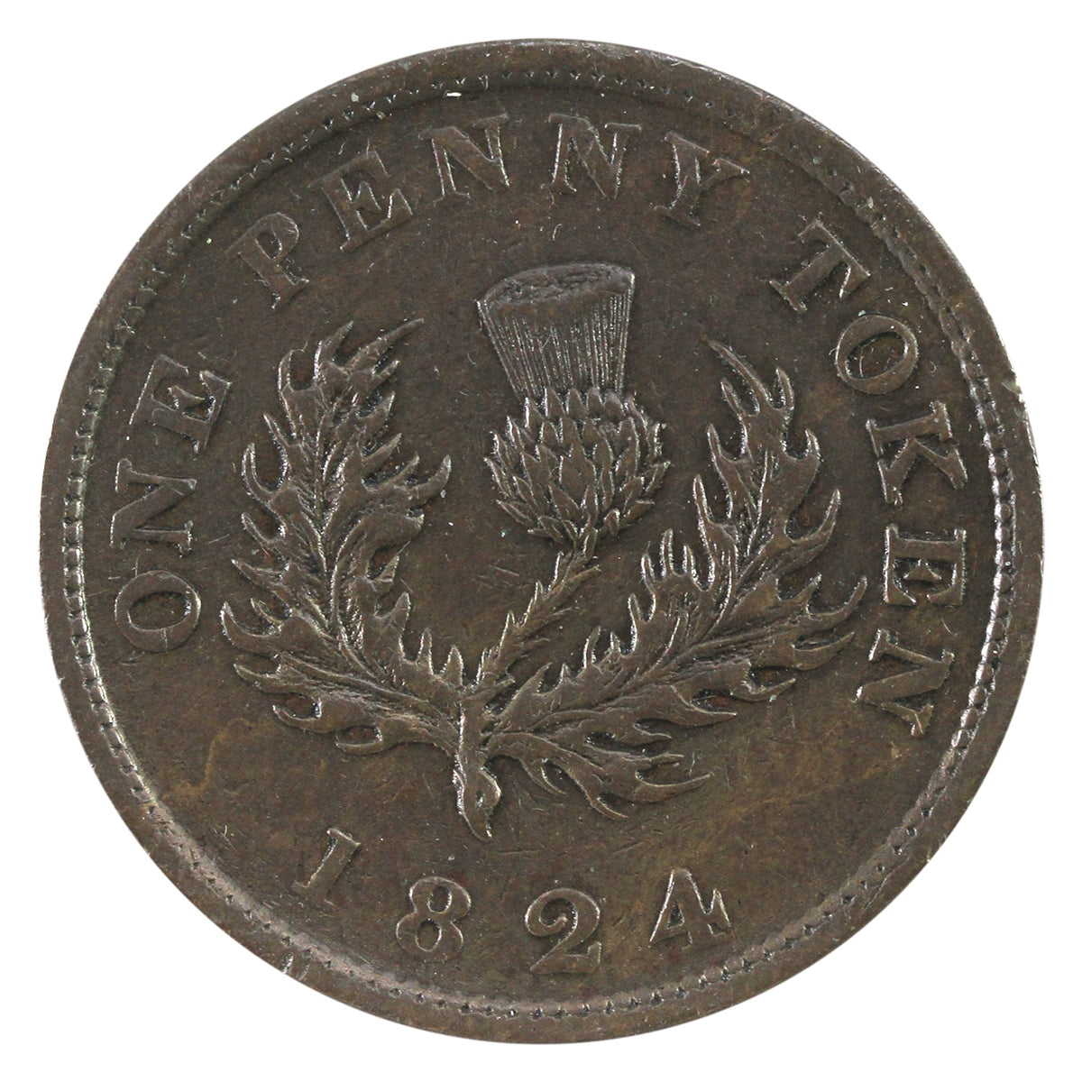 NS-2A3 1824 Nova Scotia George IV Penny Token, Extra Fine (EF40) – Colonial Acres Coins