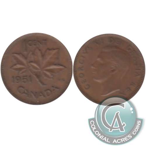1951 Canada 1-cent Circulated – Colonial Acres Coins