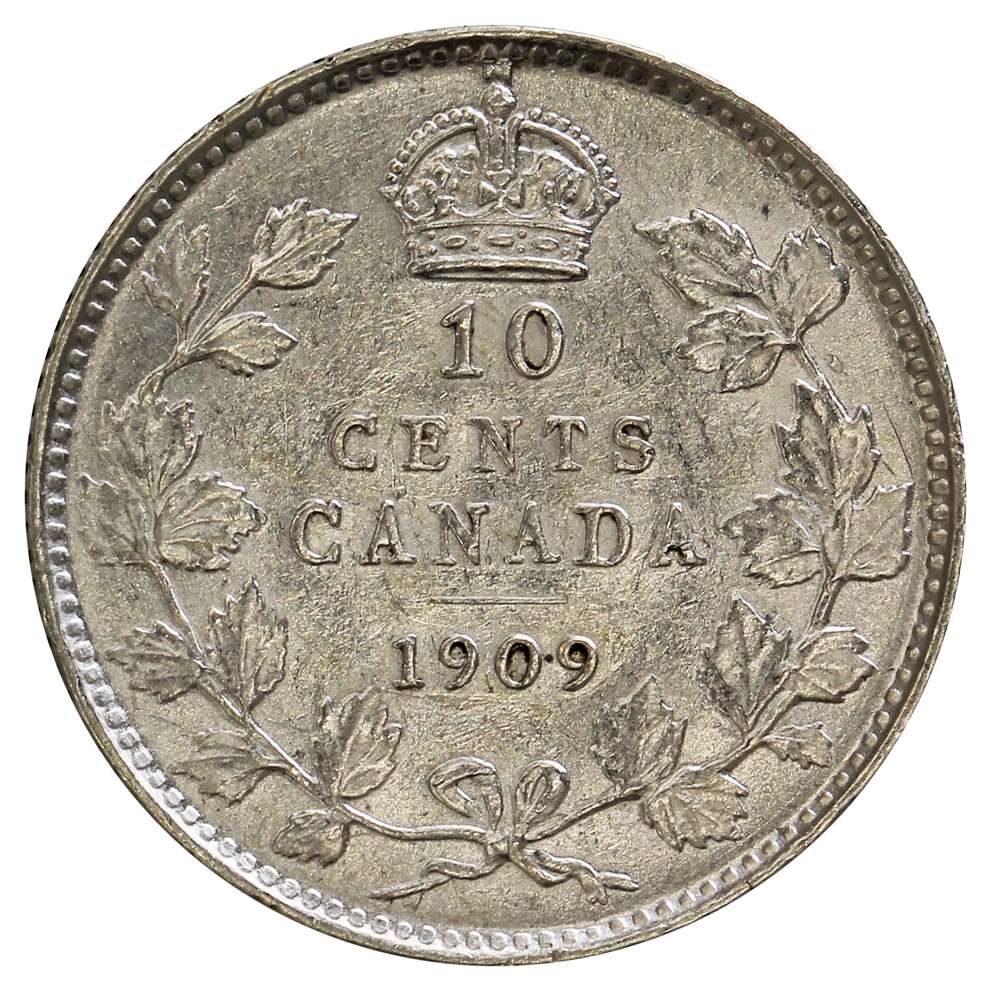1909 Broad Leaves Canada 10-cents VF-EF (VF30) $ – Colonial Acres Coins