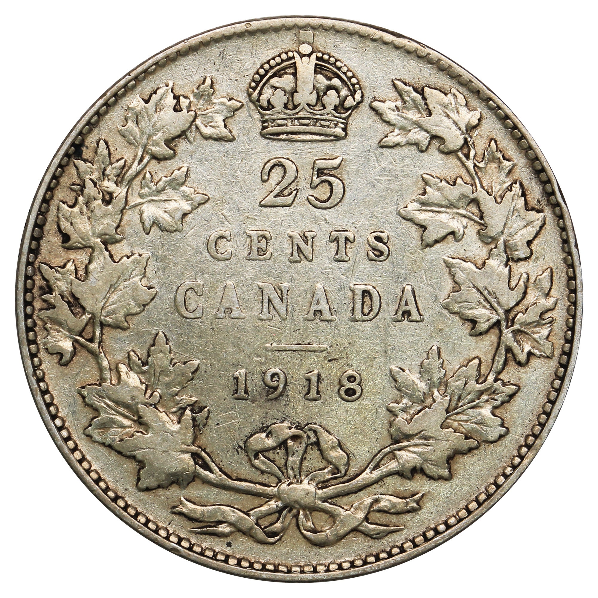 1918 Canada 25-cents Fine (F12) – Colonial Acres Coins