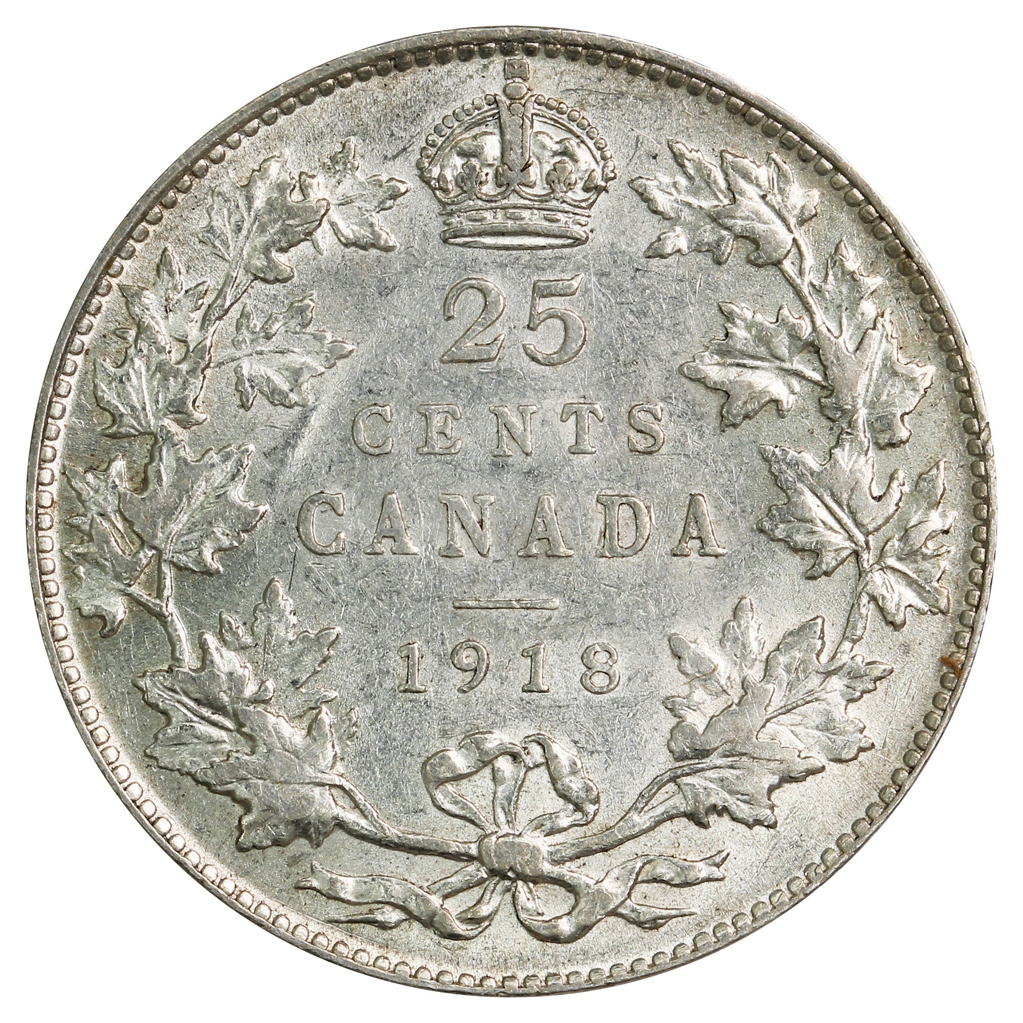1918 Canada 25-cents VF-EF (VF30) – Colonial Acres Coins