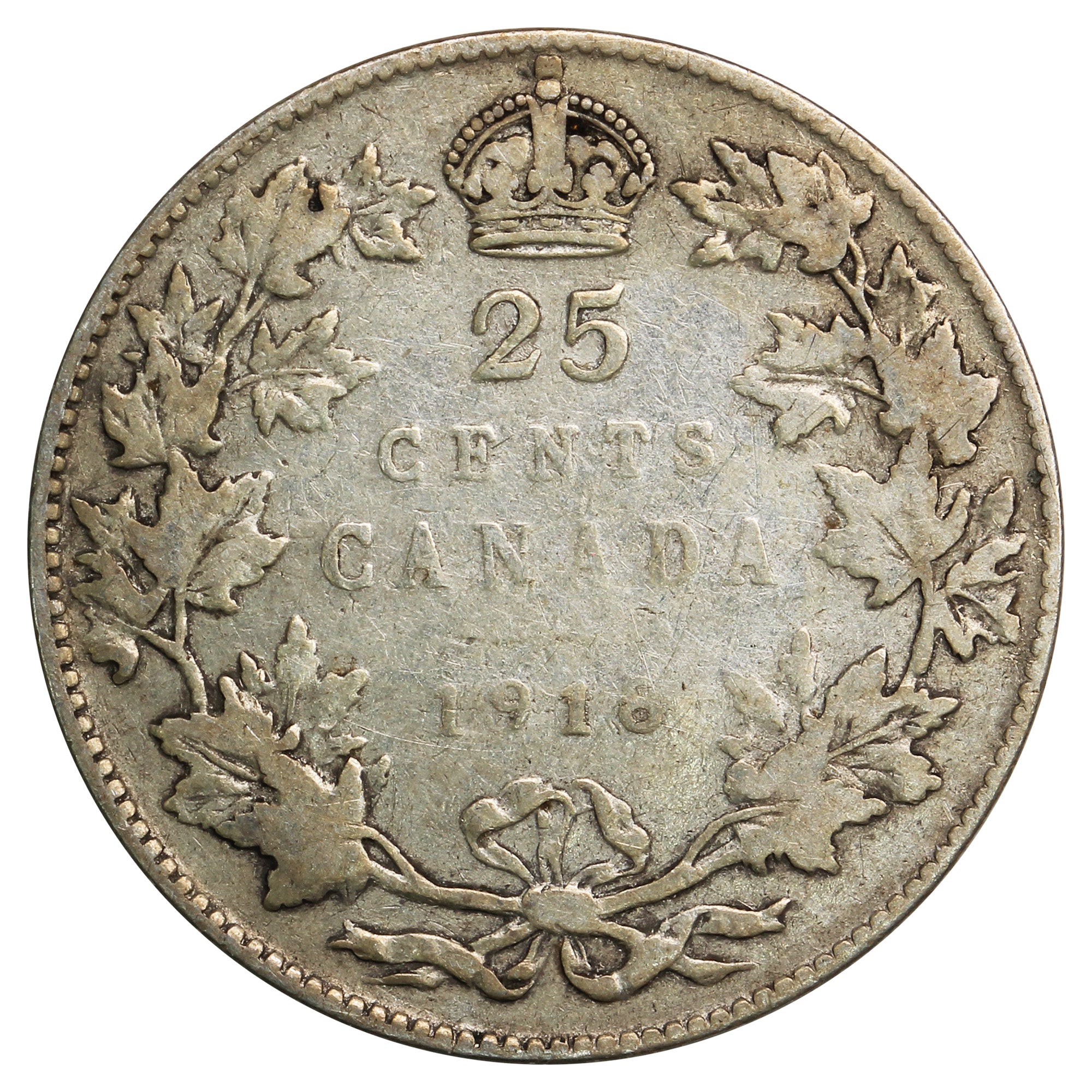 1918 Canada 25-cents VG-F (VG10) – Colonial Acres Coins