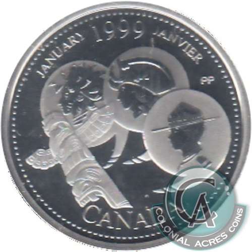 1999 January Canada 25-cents Silver Proof – Colonial Acres Coins